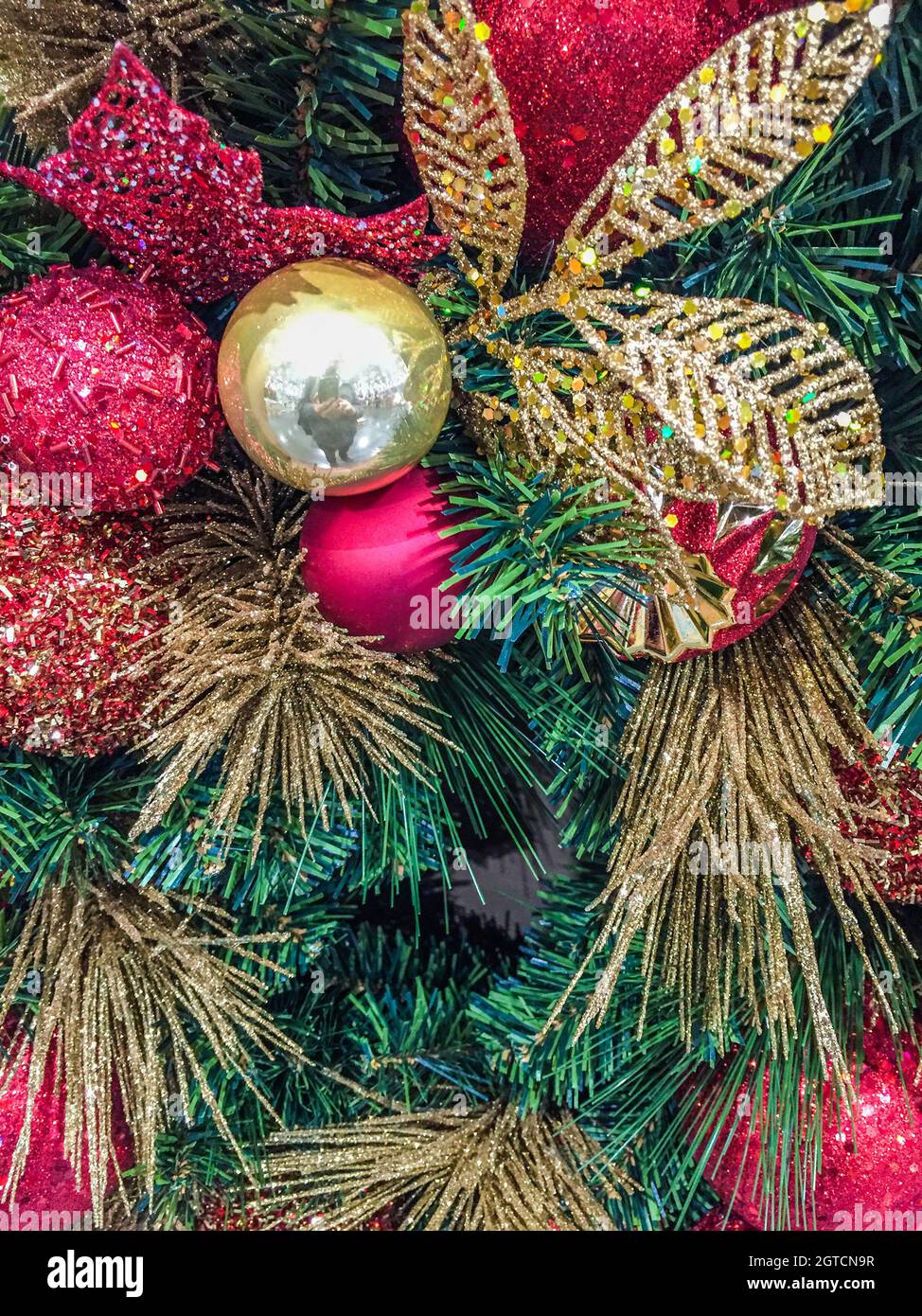 Colorful Christmas Tree Decoration background Stock Photo - Alamy
