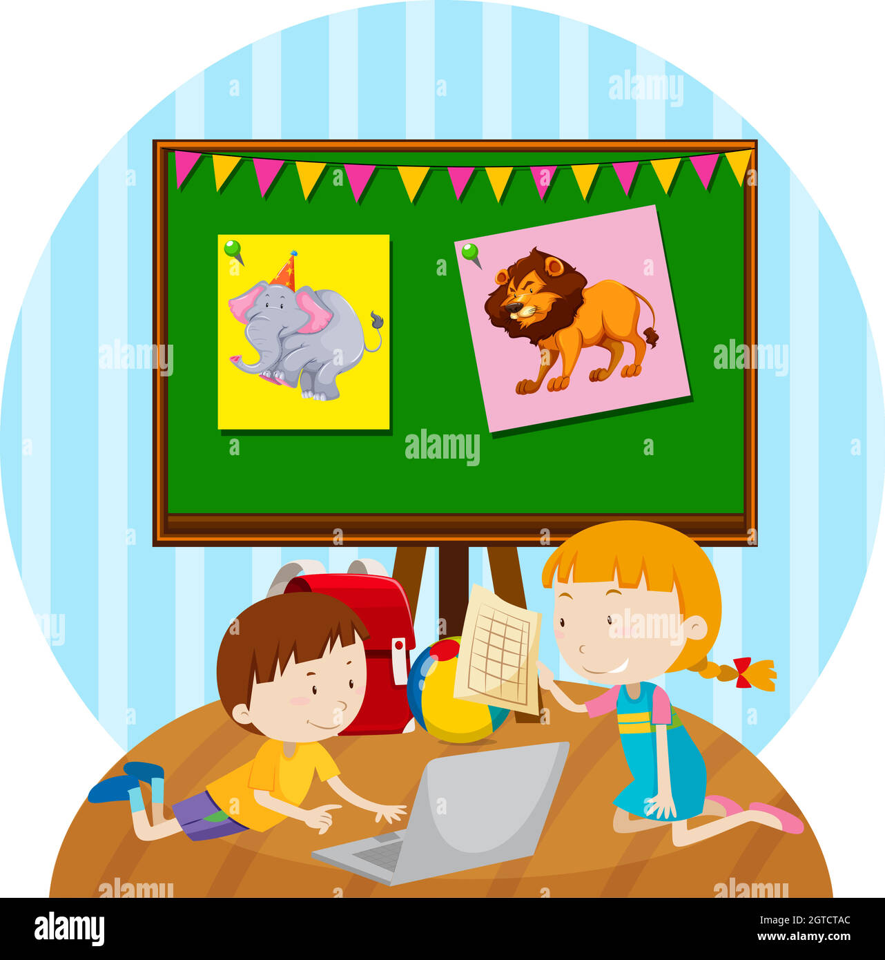 Two kids studying in classroom Stock Vector Image & Art - Alamy