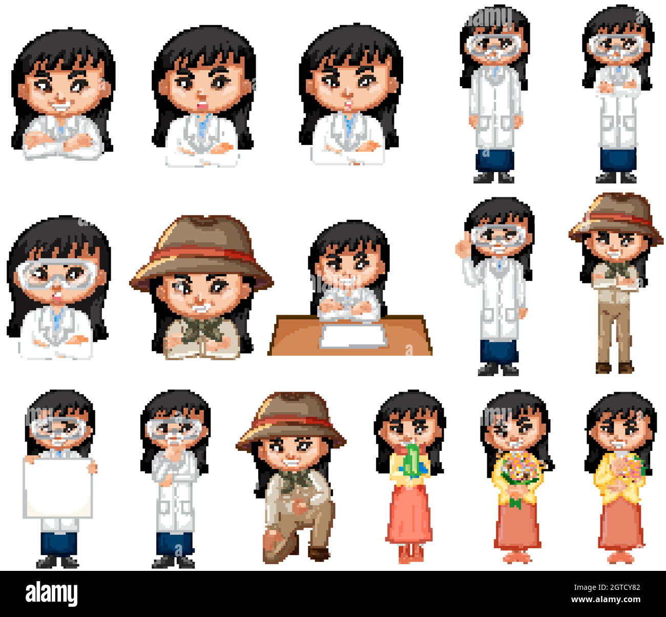 Cute girl in science gown on white background Stock Vector Image & Art ...