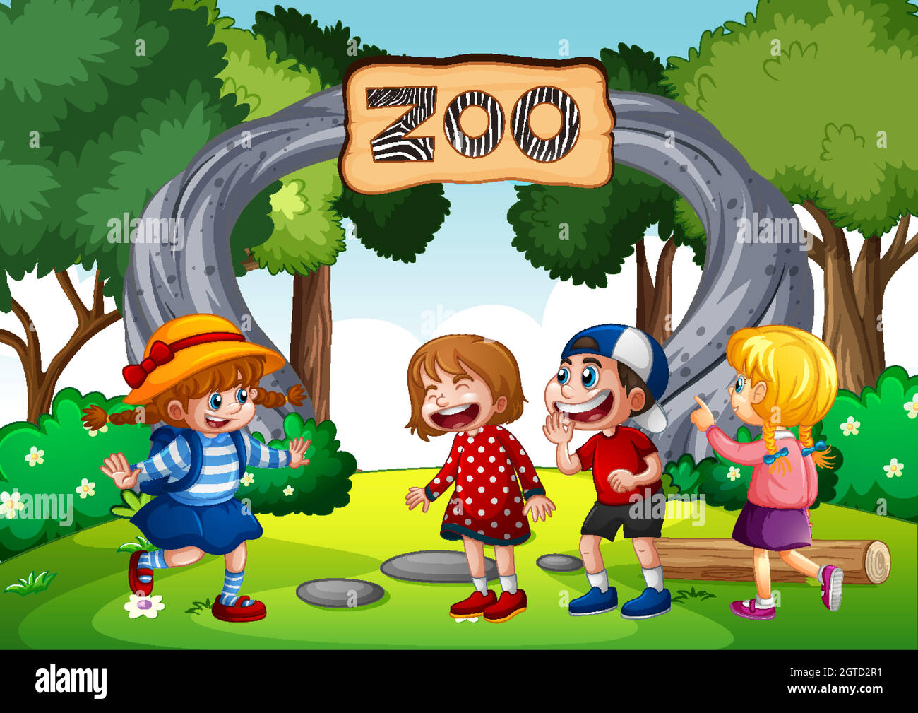 Children in the zoo scene Stock Vector Image & Art - Alamy