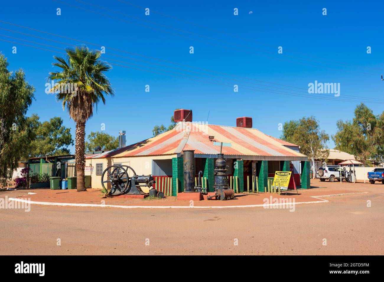 View of the Nullagine Hotel, a remote Outback pub in the Pilbara ...