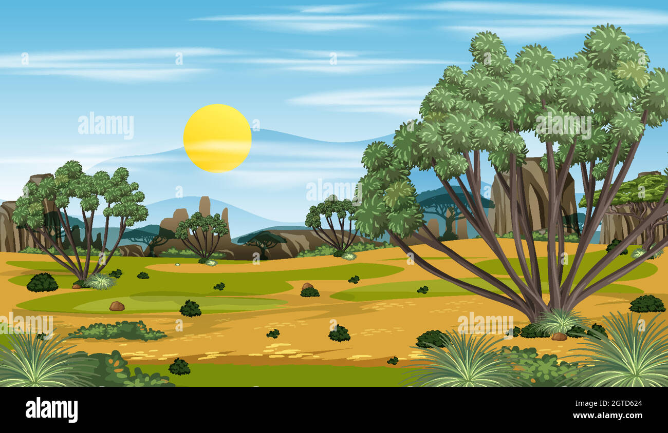 African forest landscape background Stock Vector Image & Art - Alamy