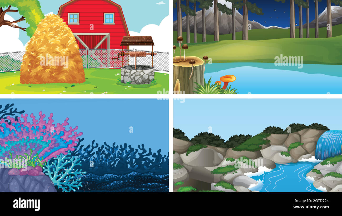 Set of outdoor nature scenes blank empty templates Stock Vector Image ...