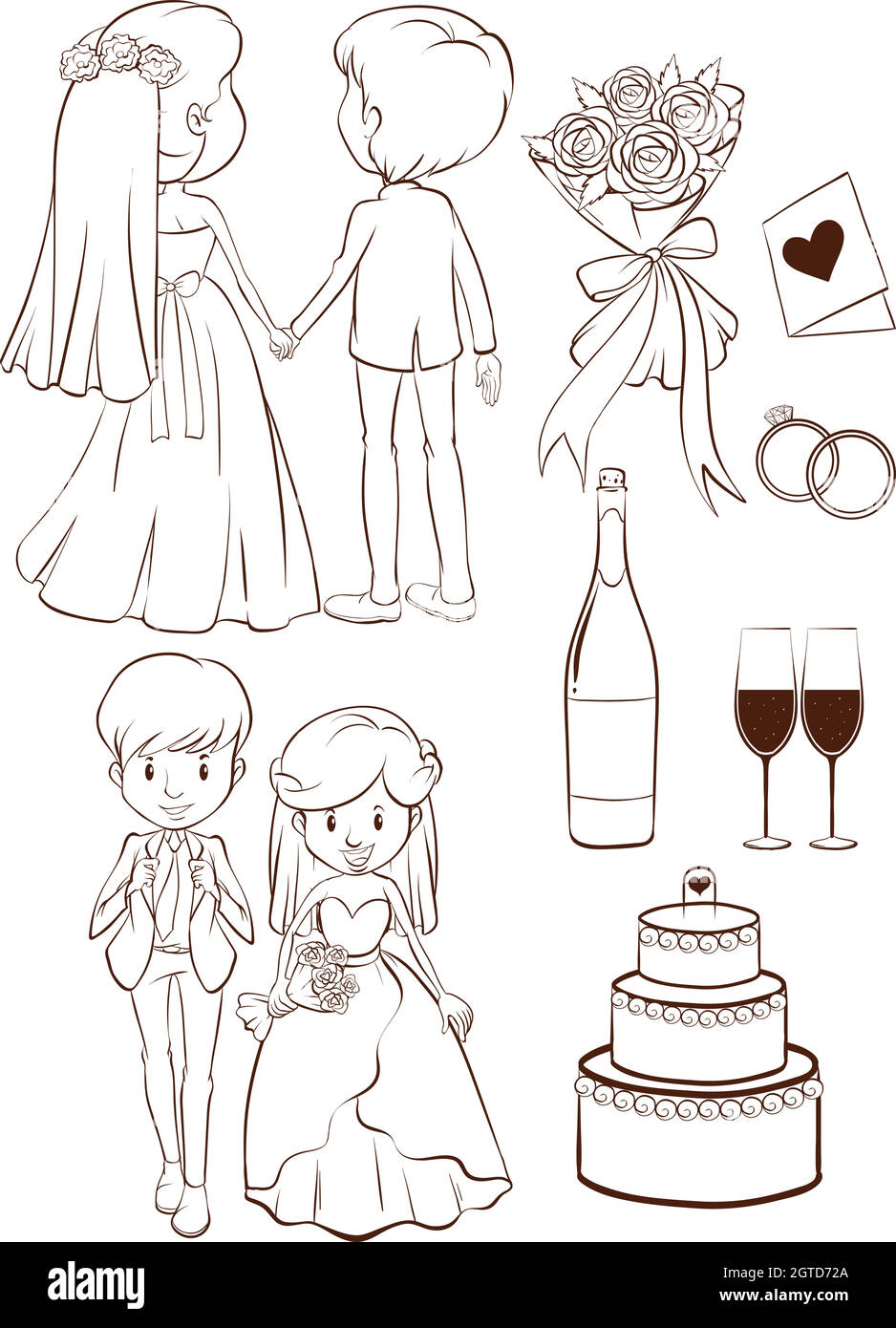 Wedding married couple simple Cut Out Stock Images & Pictures - Alamy