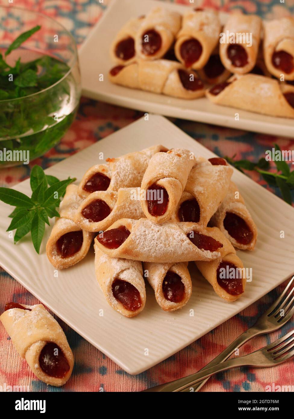 Romanian pastries. Filled with jam Stock Photo - Alamy