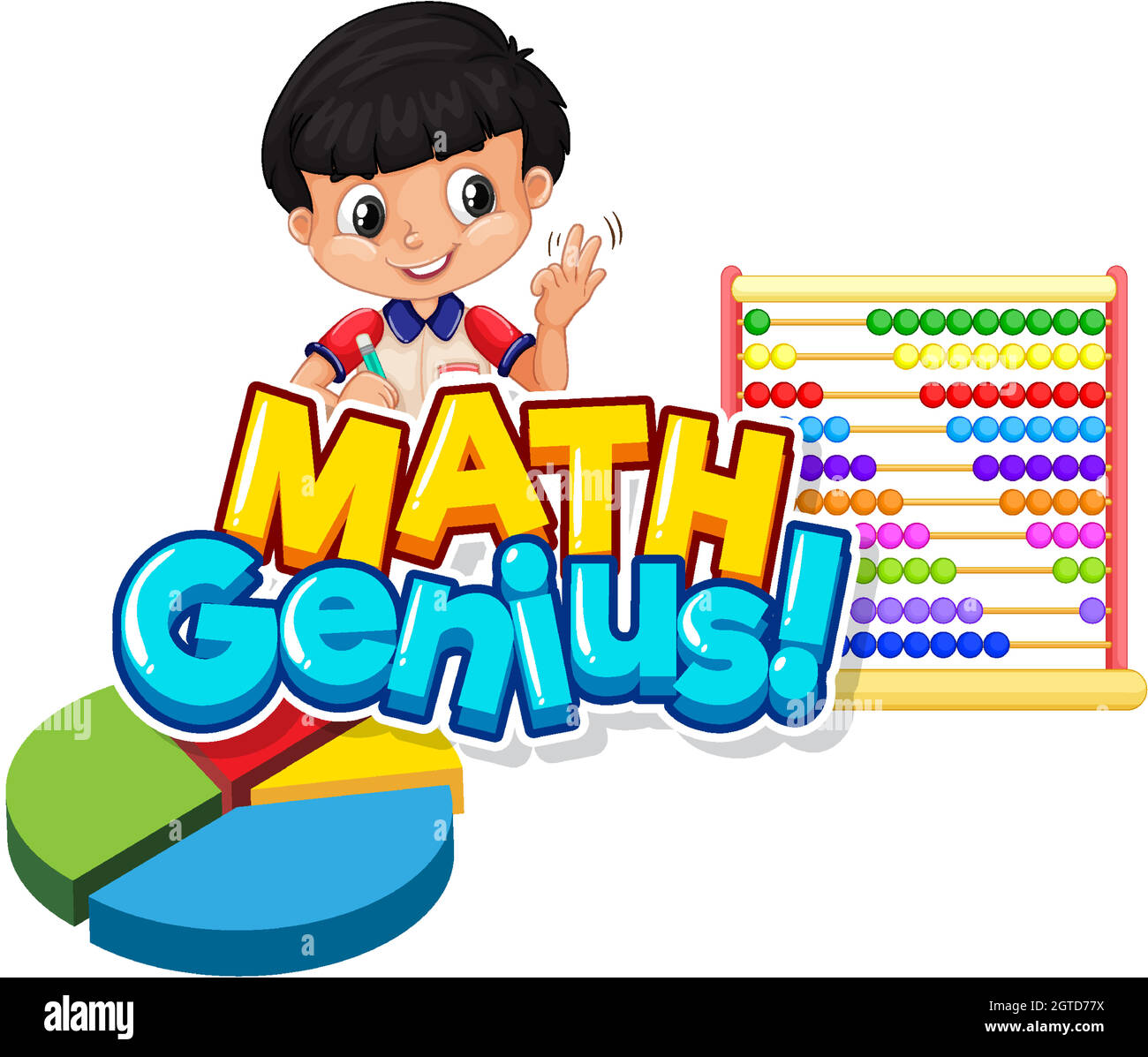 Font design for word math genius with cute boy and abacus Stock Vector ...