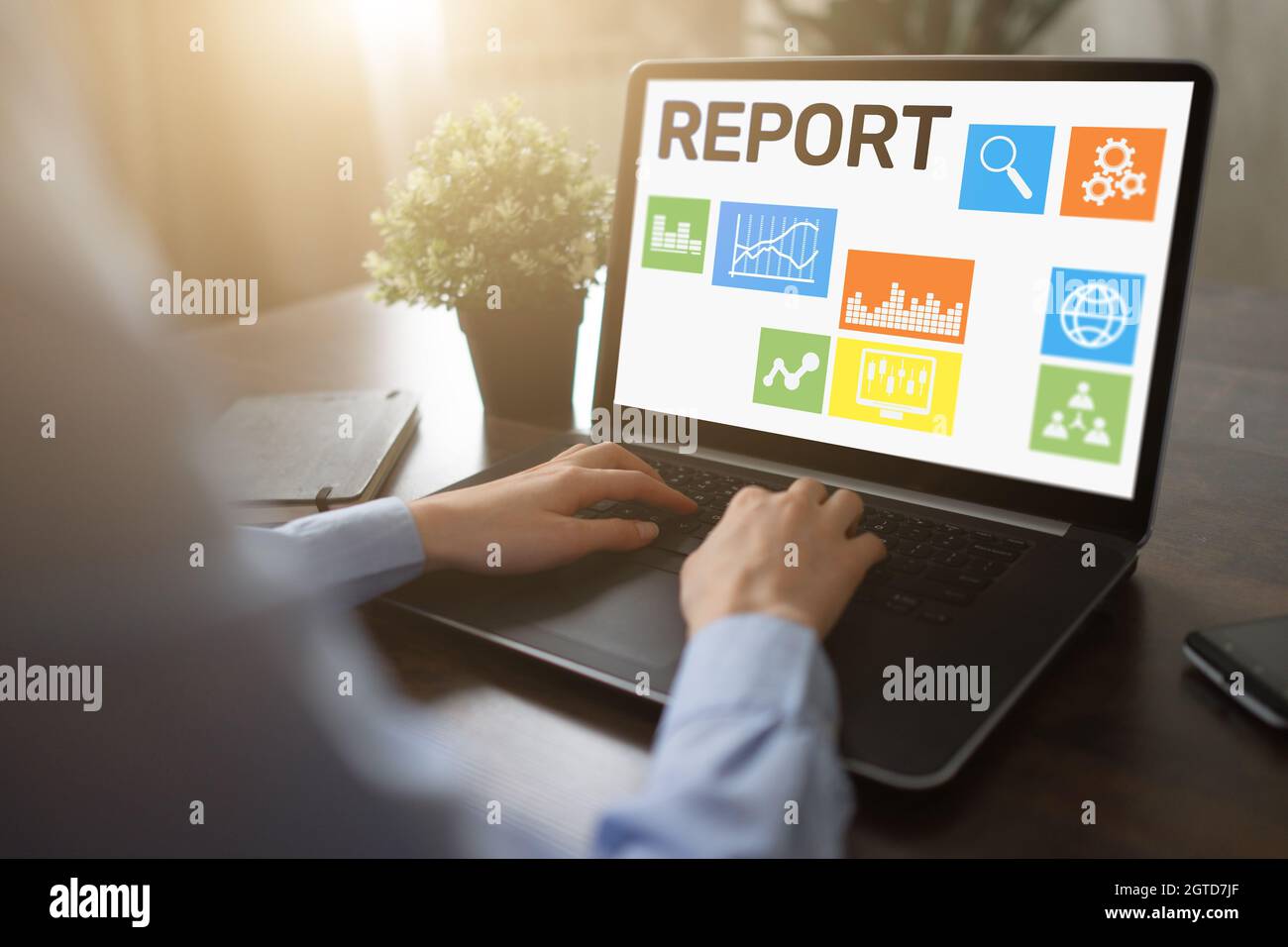 Financial report form on device screen. Business and finance concept ...