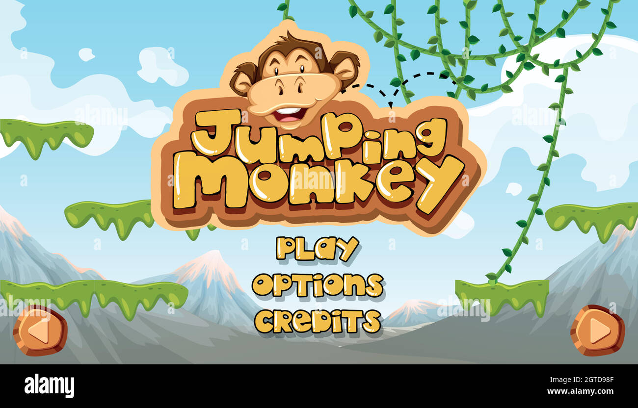 Jumping Monkey Starting Main Template Stock Vector Image & Art - Alamy