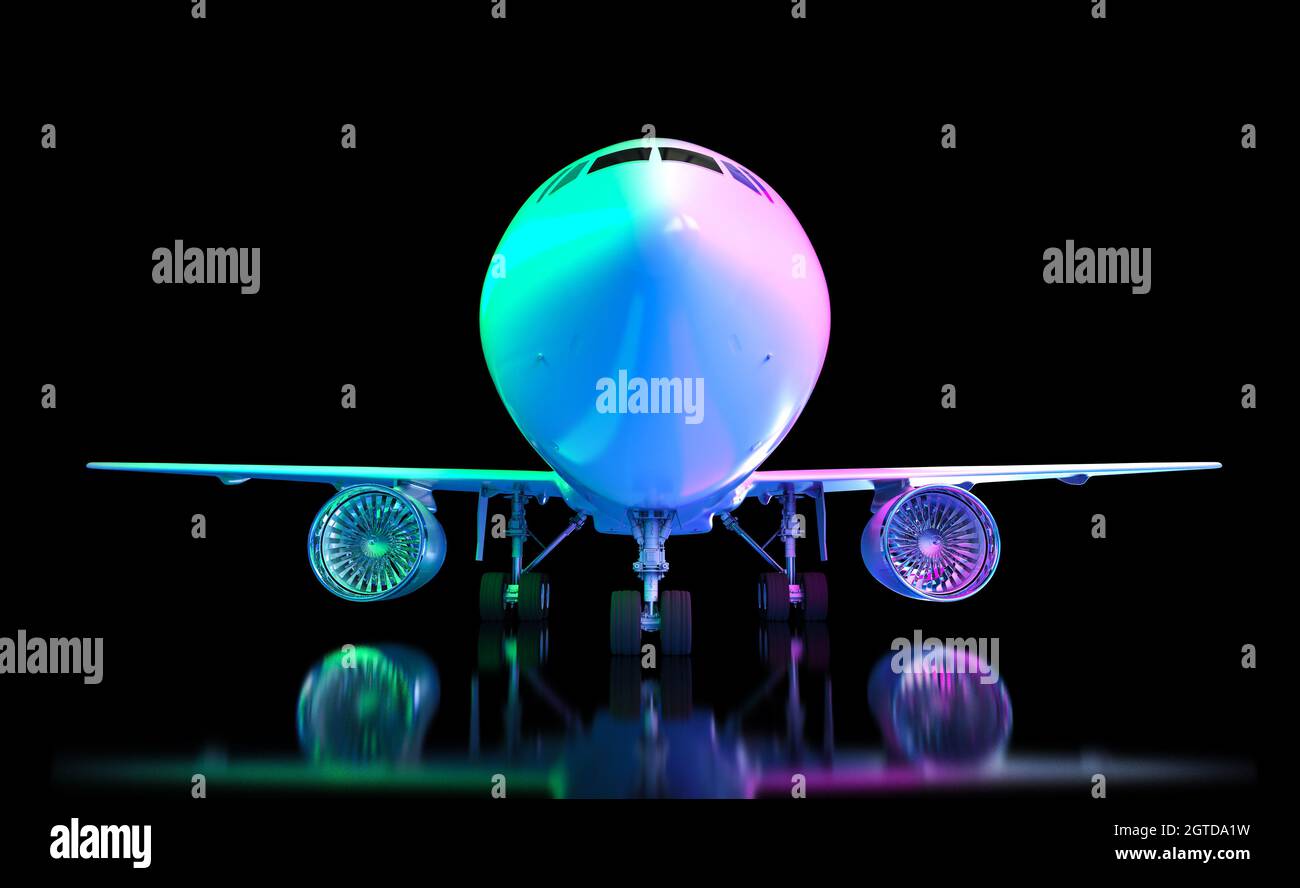 3d rendering shiny airplane in hangar Stock Photo - Alamy