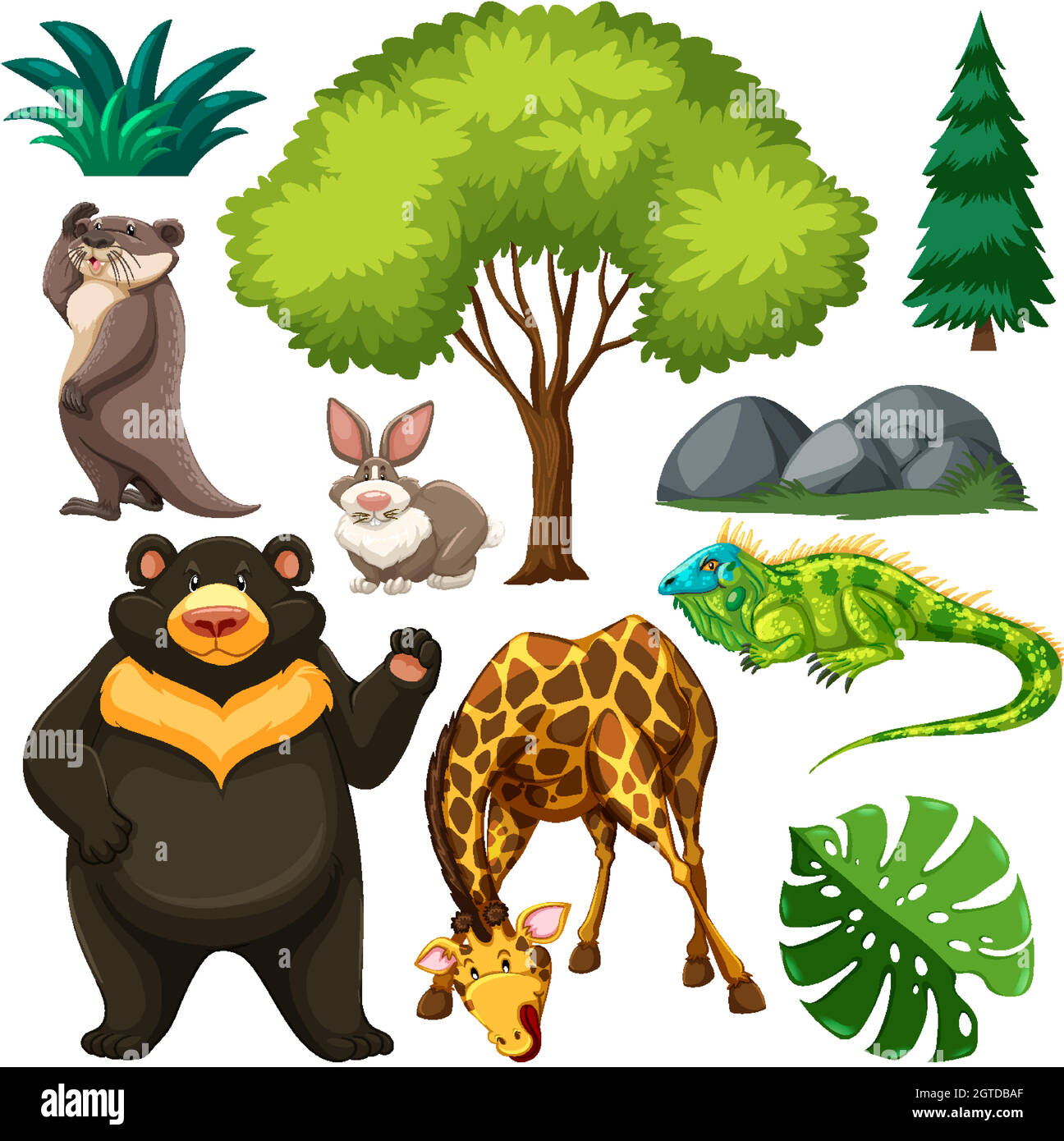 Set of cute wild animal and nature Stock Vector Image & Art - Alamy