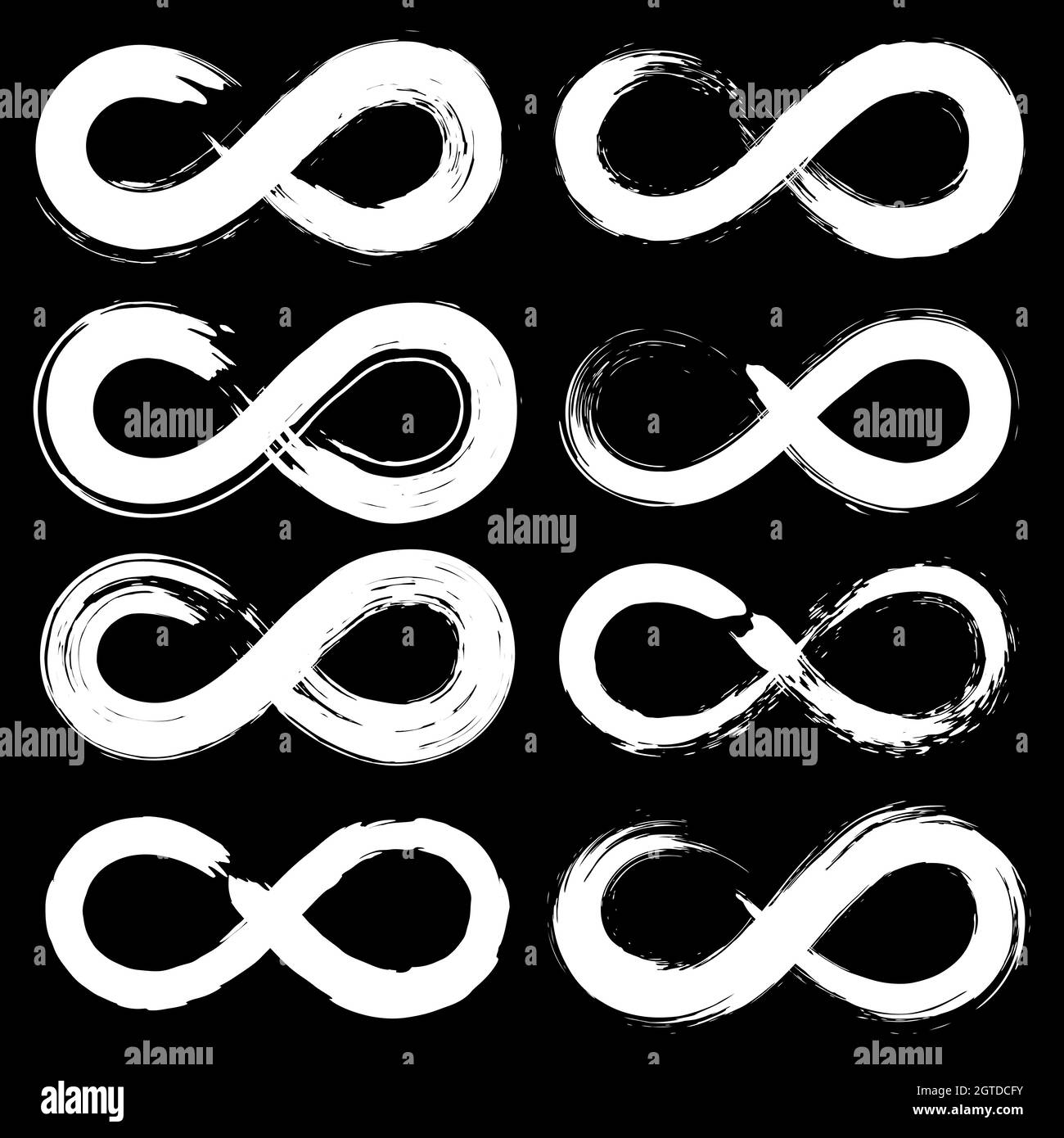 Set of white hand drawn infinity grunge symbols. Paint brush. Vector ...