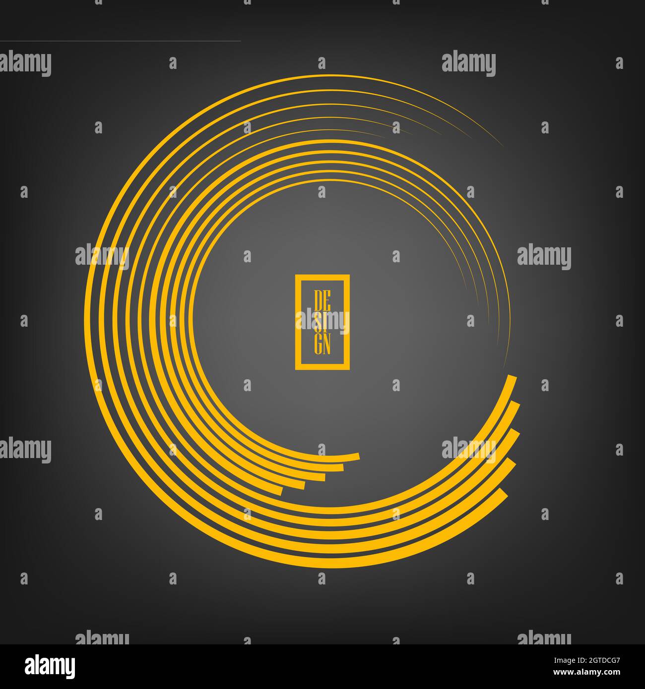 Yellow concentric curvy stripes in circle form. Vector illustration ...