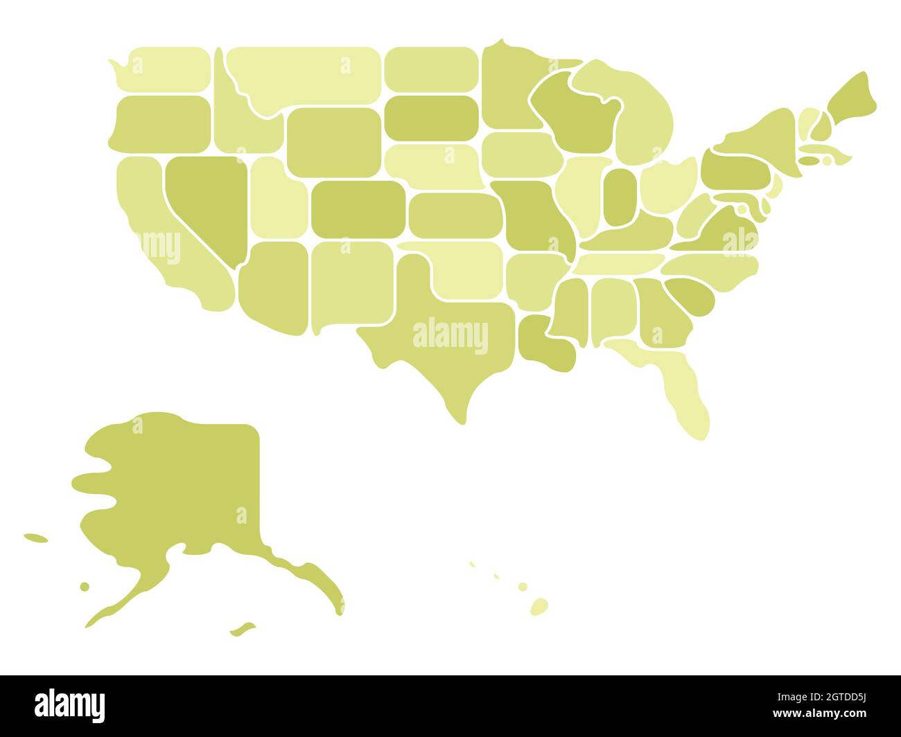 Simplified map of USA, United States of America. Retro style ...