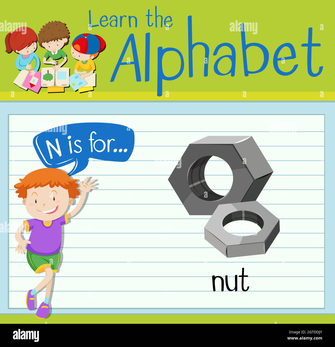 Flashcard letter N is for nut Stock Vector Image & Art - Alamy