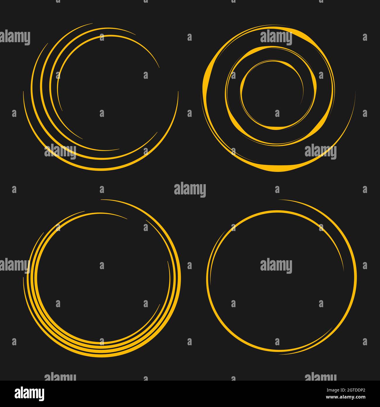 Set of yellow flow lines in circle form. Vector illustration. Trendy ...