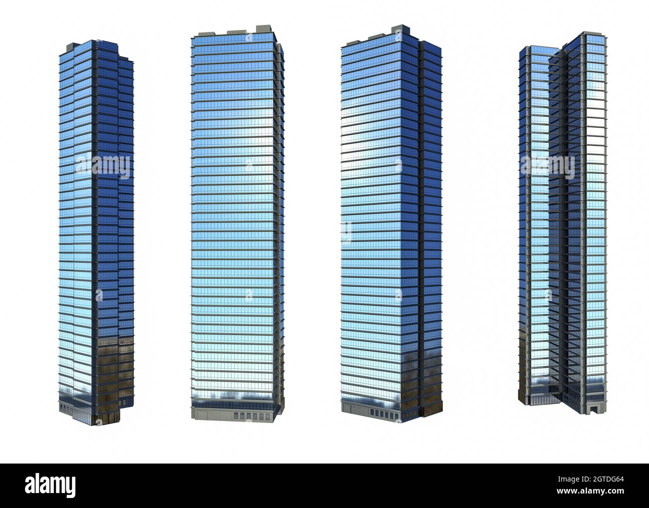 3d rendering high rise building exterior isolated on white background ...