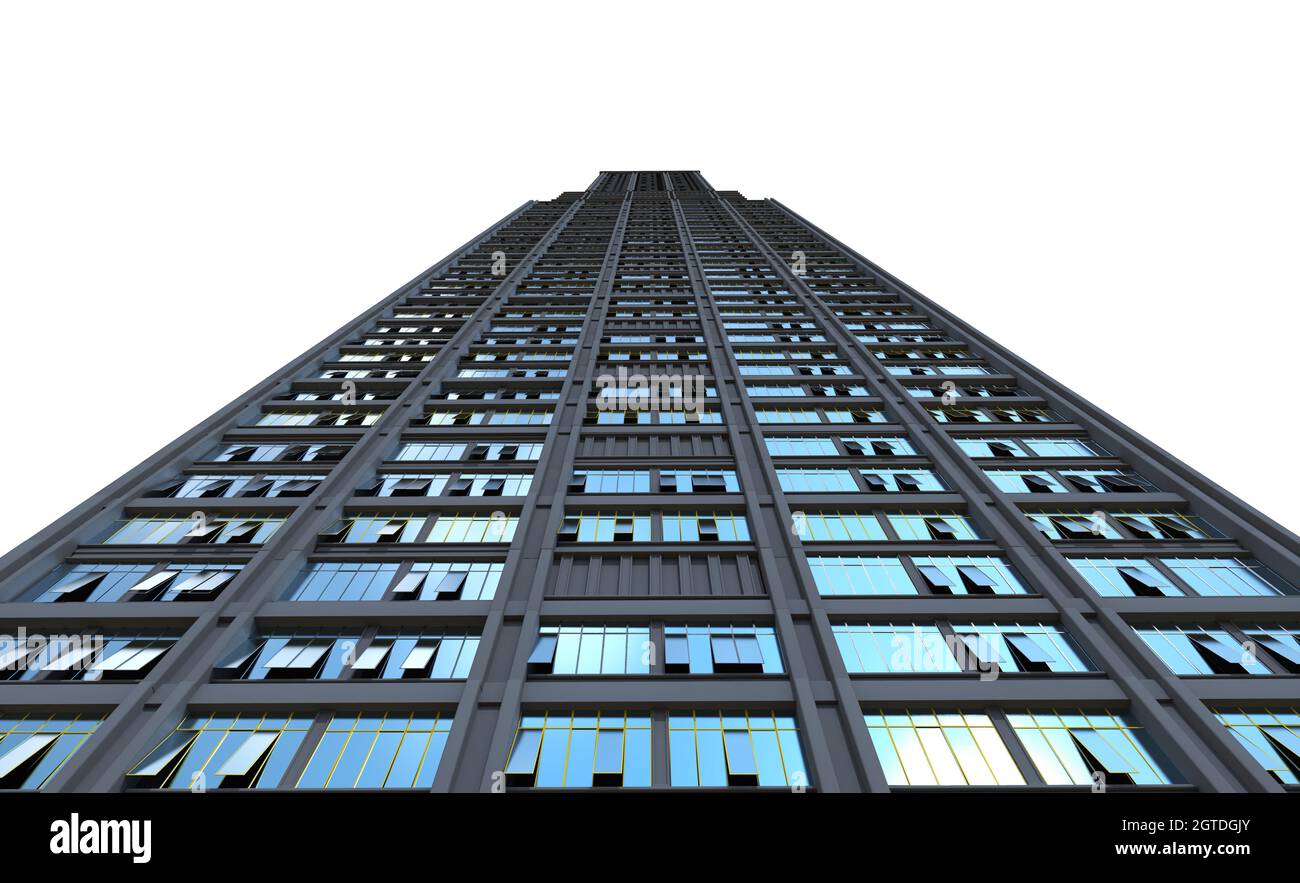 3d rendering high rise building exterior isolated on white background ...