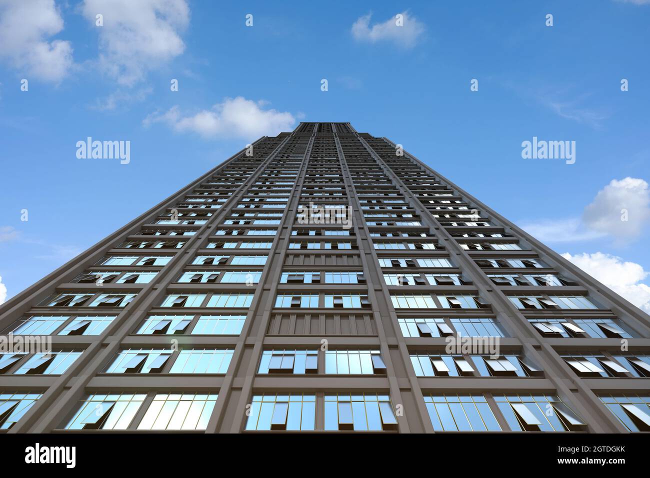 3d rendering high rise building exterior with blue sky Stock Photo - Alamy