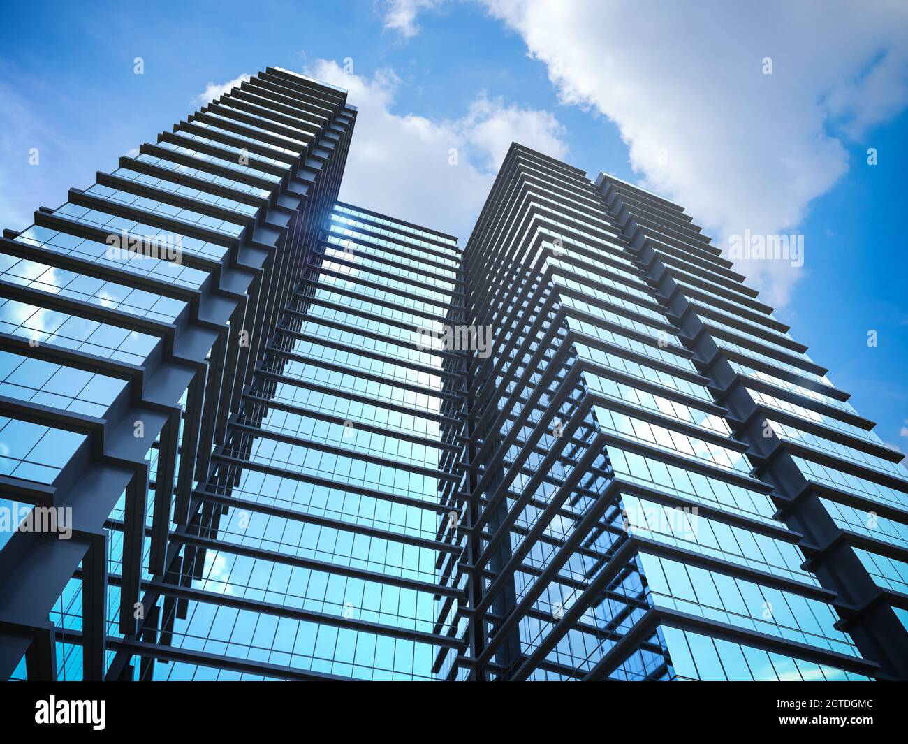 3d rendering high rise building exterior with blue sky Stock Photo - Alamy
