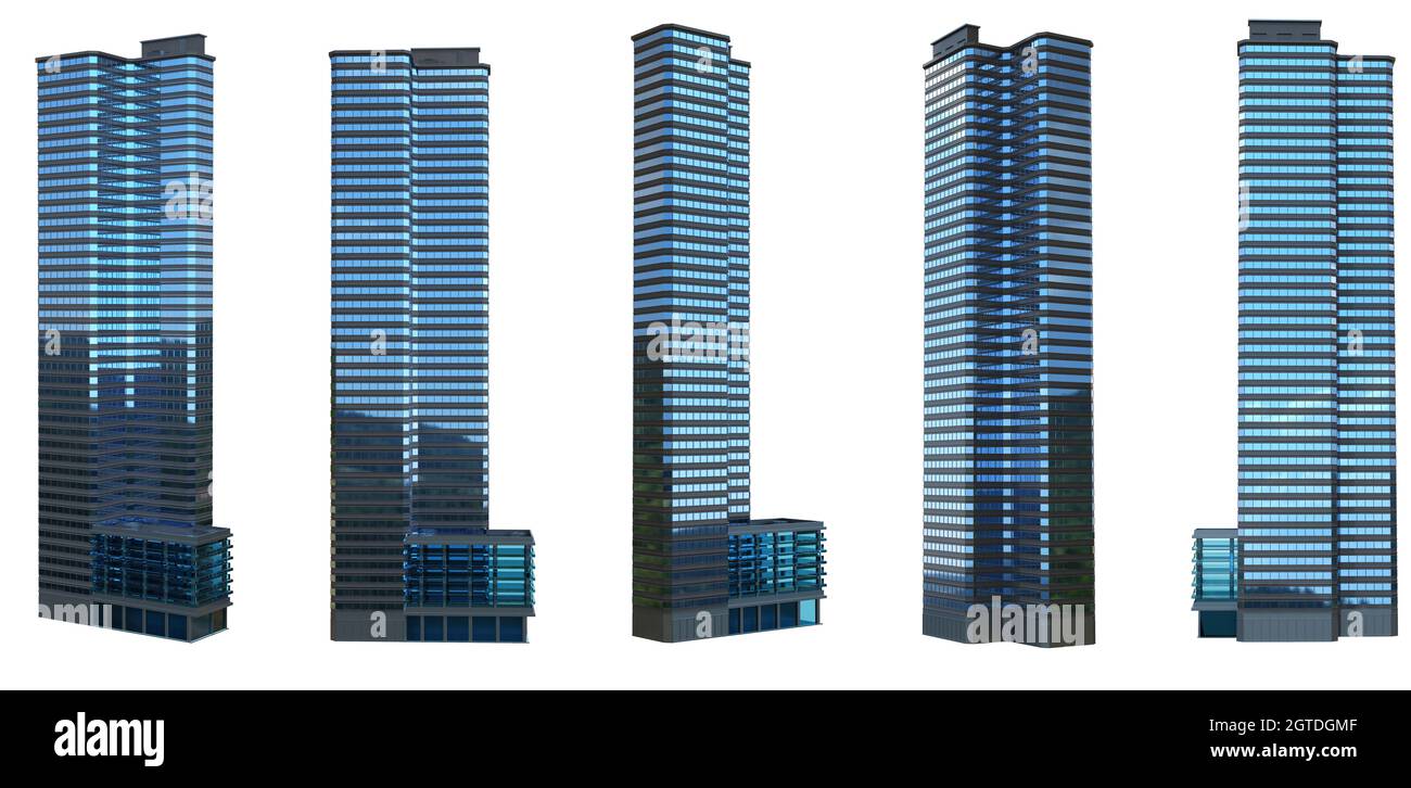 3d rendering high rise building exterior isolated on white background ...