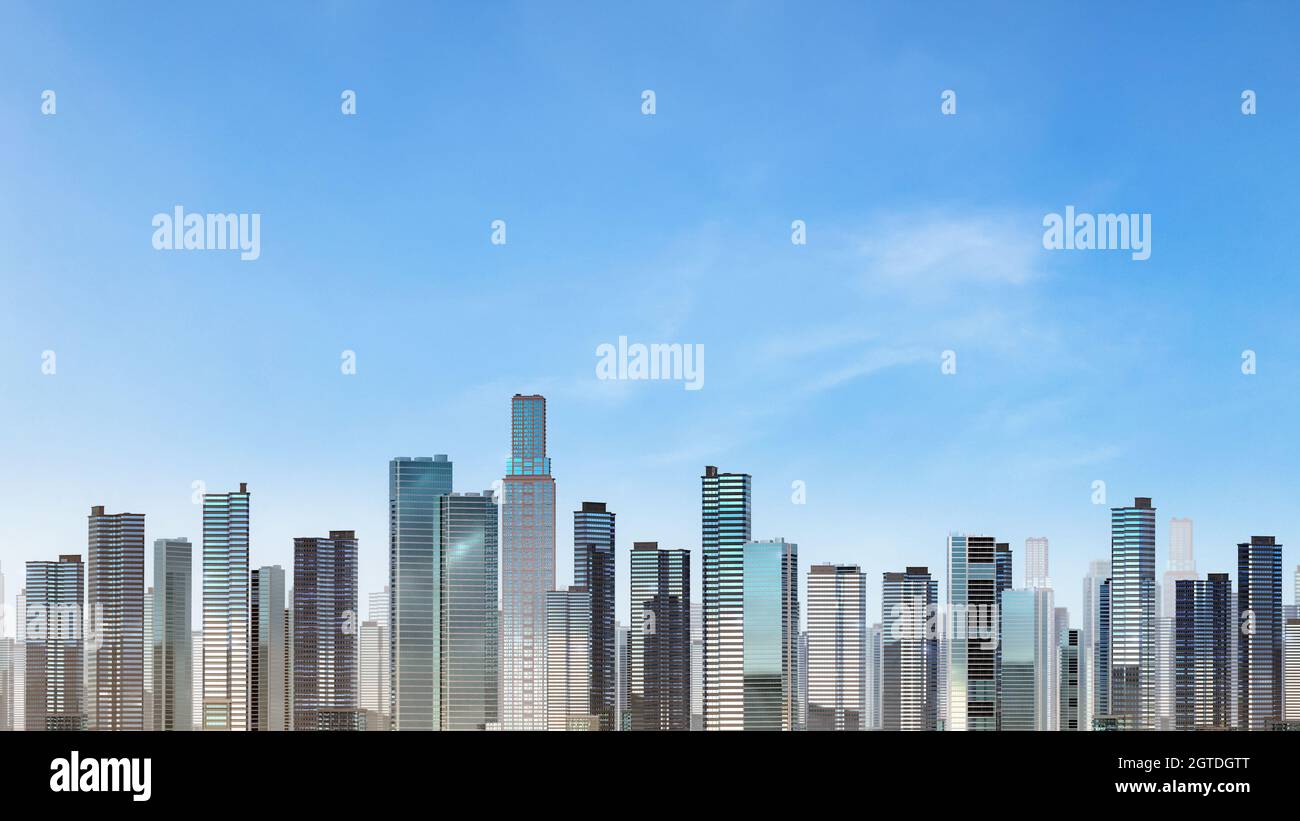 3d rendering high rise building exterior with blue sky Stock Photo - Alamy