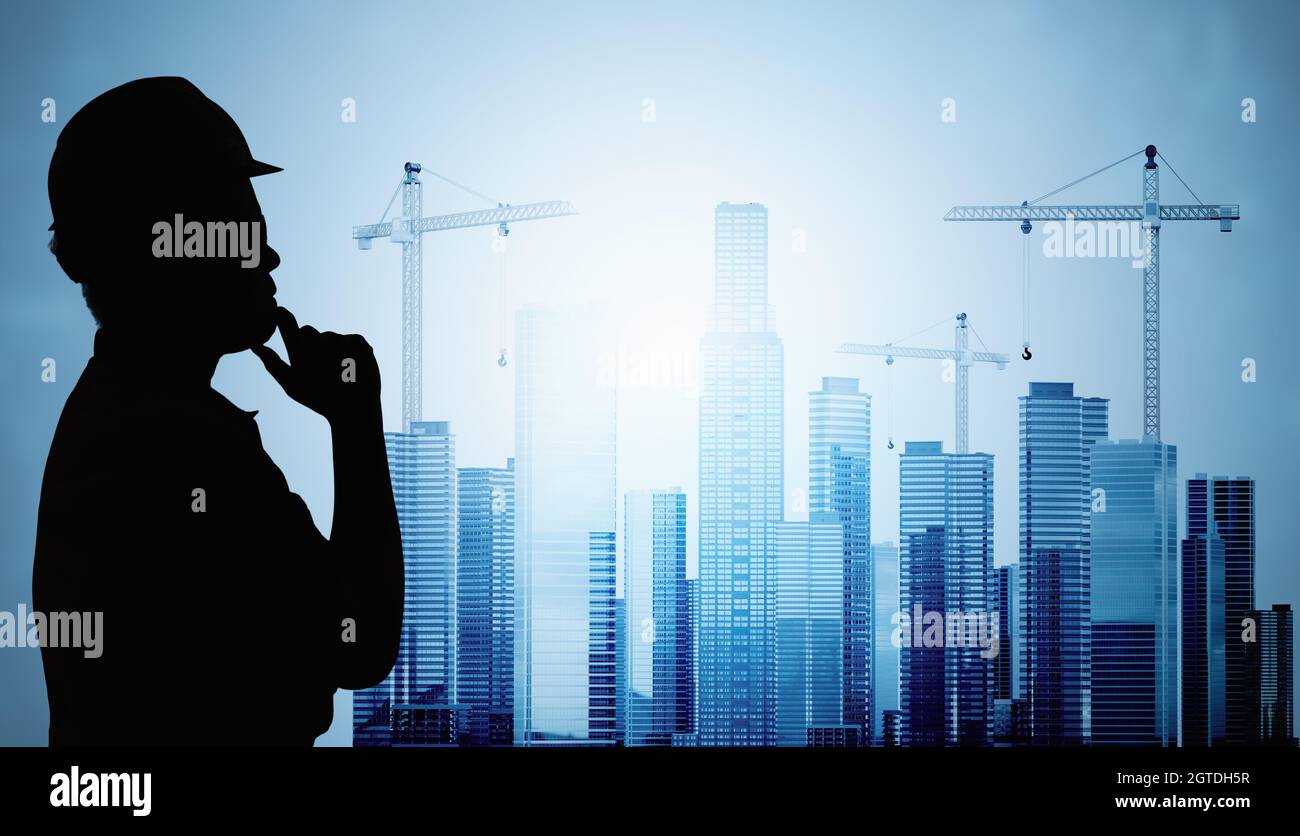 Construction business with civil engineer and construction site Stock ...