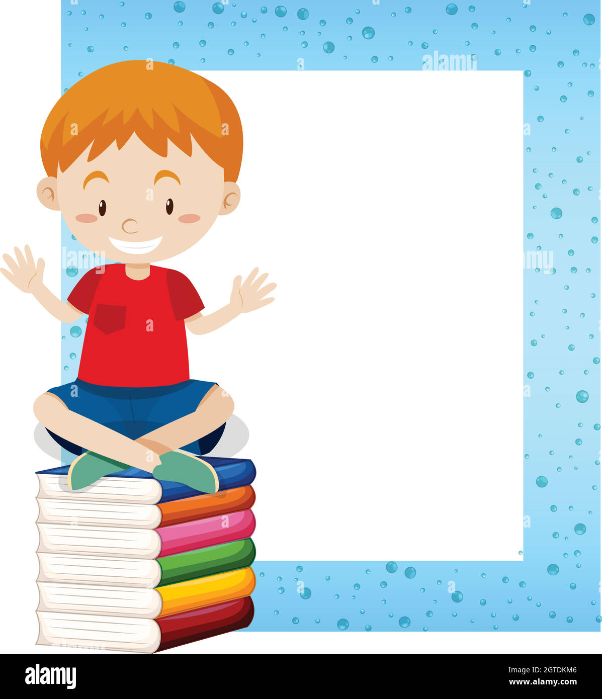 A Boy Sitting on Book Frame Stock Vector Image & Art - Alamy