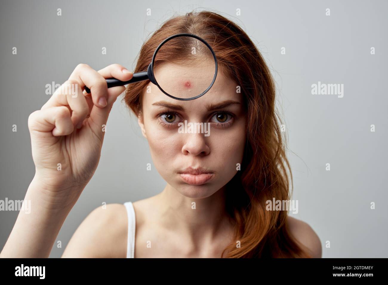 pretty woman hygiene treatment isolated background Stock Photo - Alamy