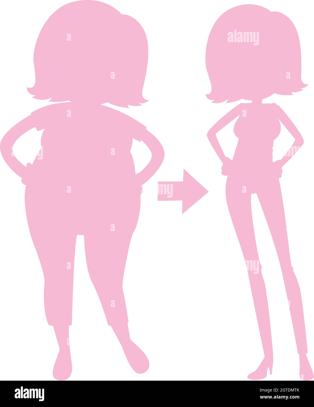A Pink Silhouette Girl Losing Weight Stock Vector Image & Art - Alamy
