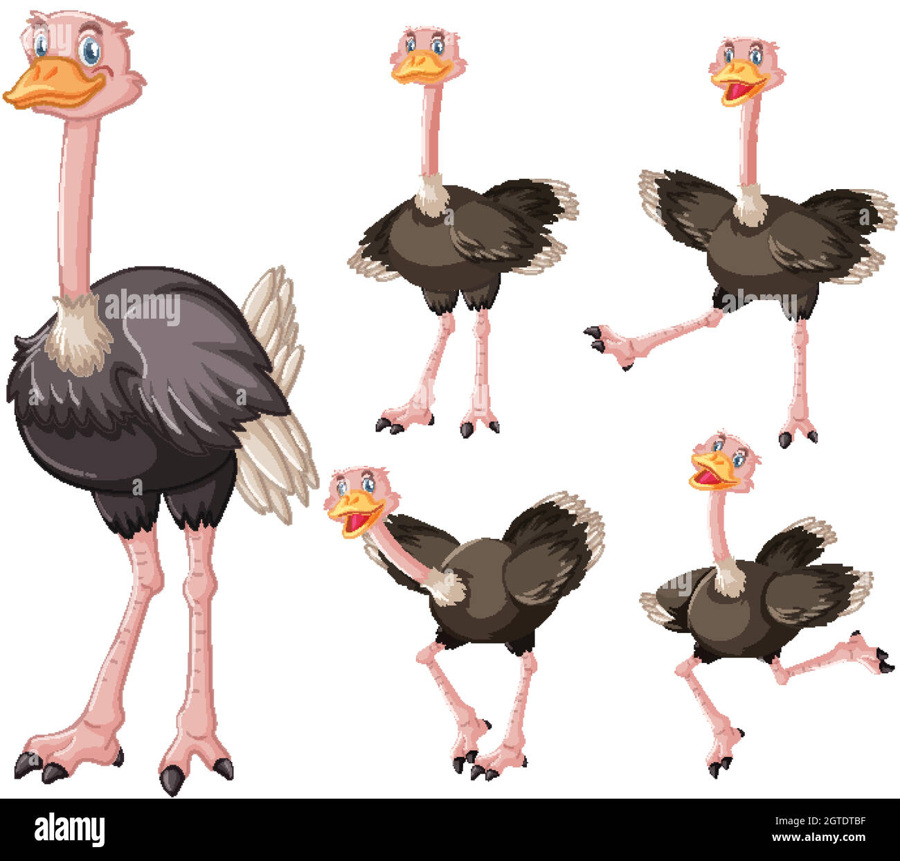 Set of cute ostrich cartoon character Stock Vector Image & Art - Alamy