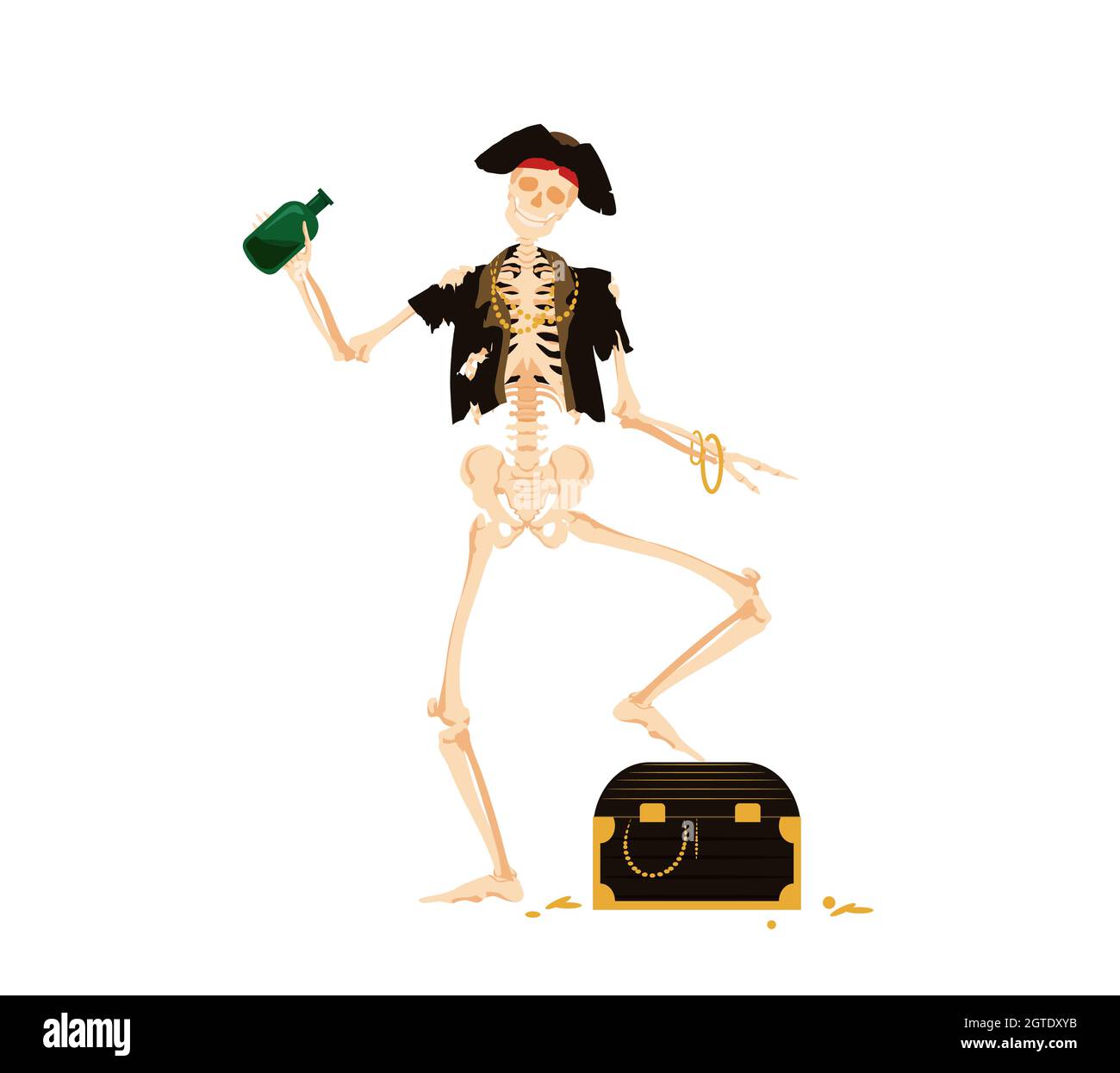 Dancing pirate skeleton on treasure chest Stock Vector Image & Art - Alamy