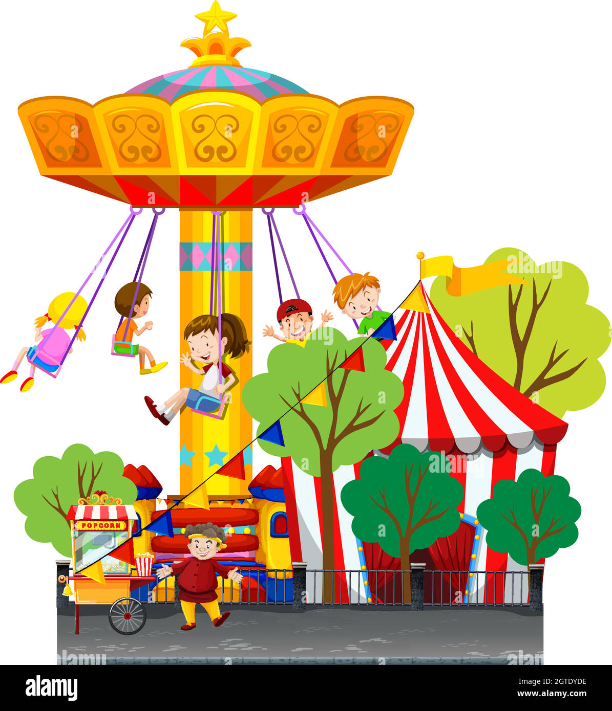 Swing ride at the theme park Stock Vector Image & Art - Alamy