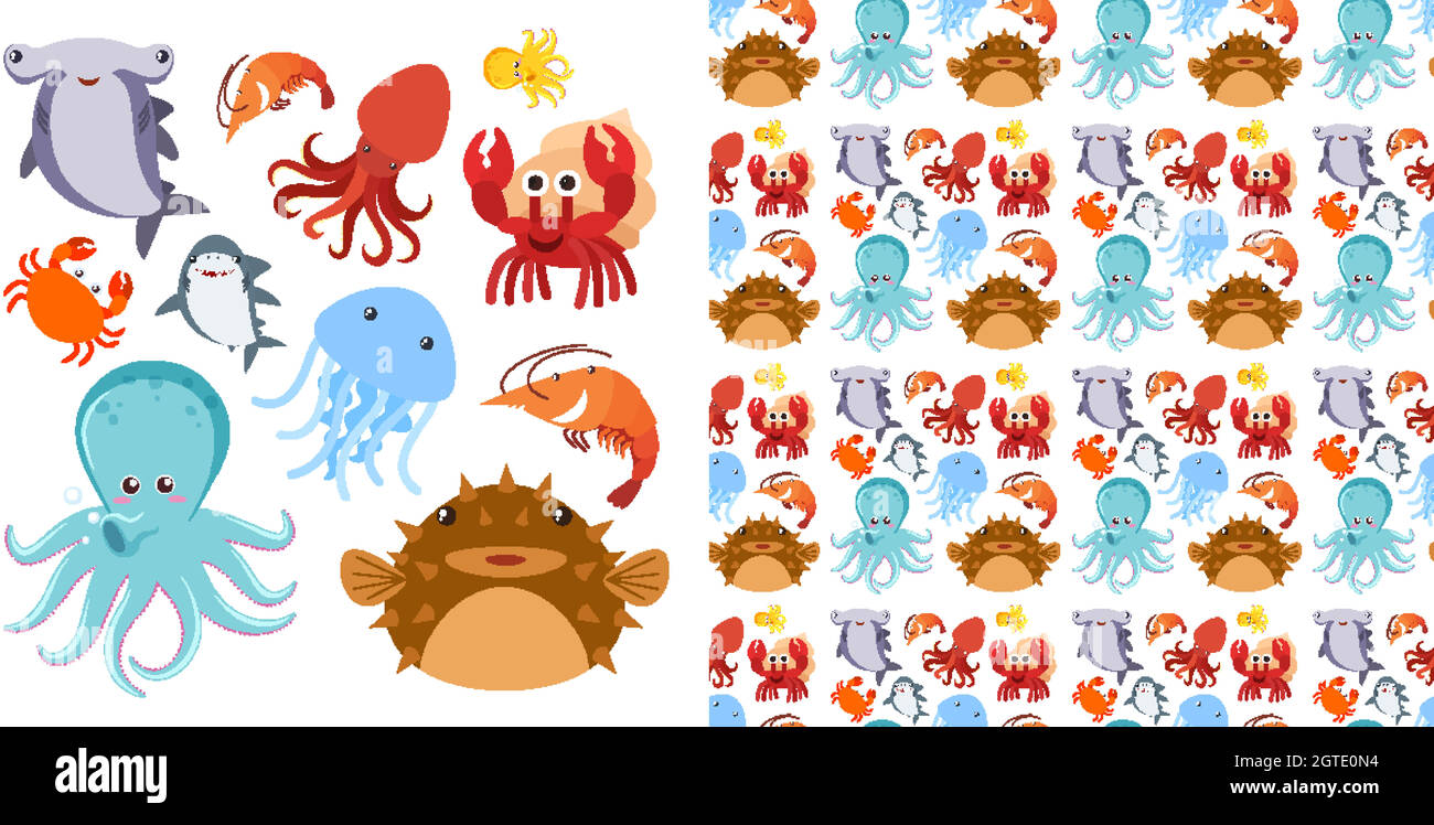 Seamless background design with sea creatures Stock Vector Image & Art ...