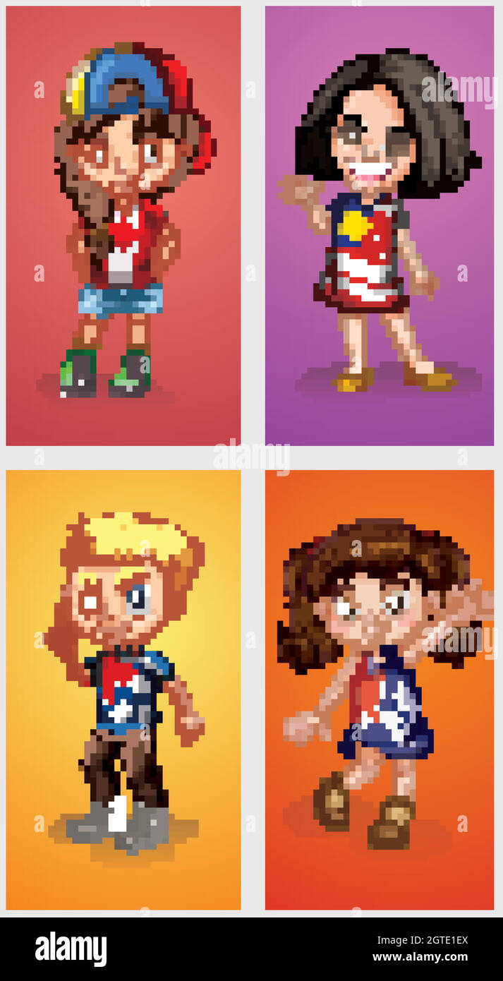 Four kids from different places Stock Vector Image & Art - Alamy