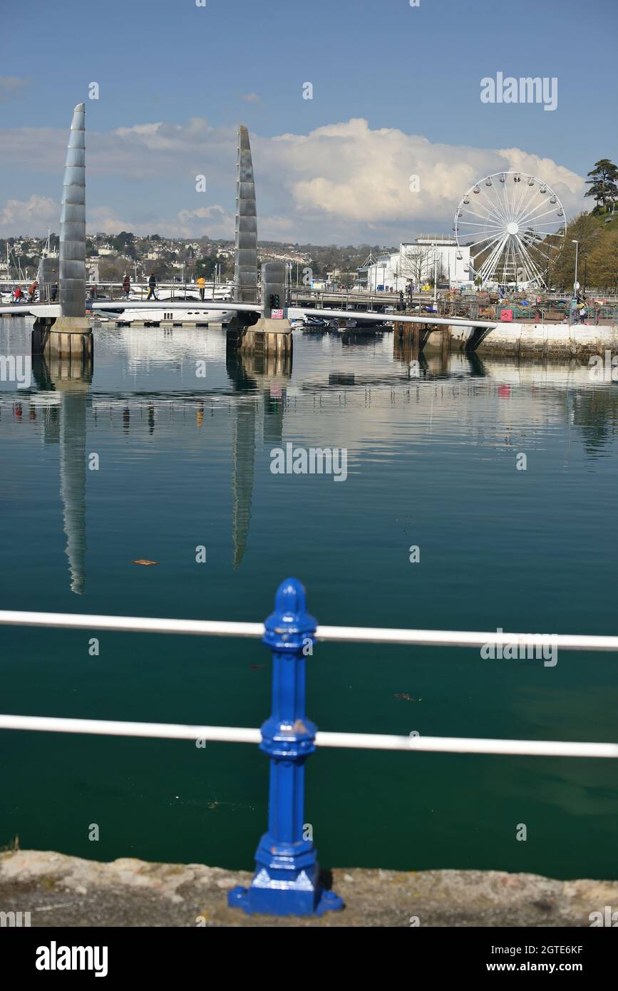 A double bascule pedestrian lifting bridge across the entrance to the ...