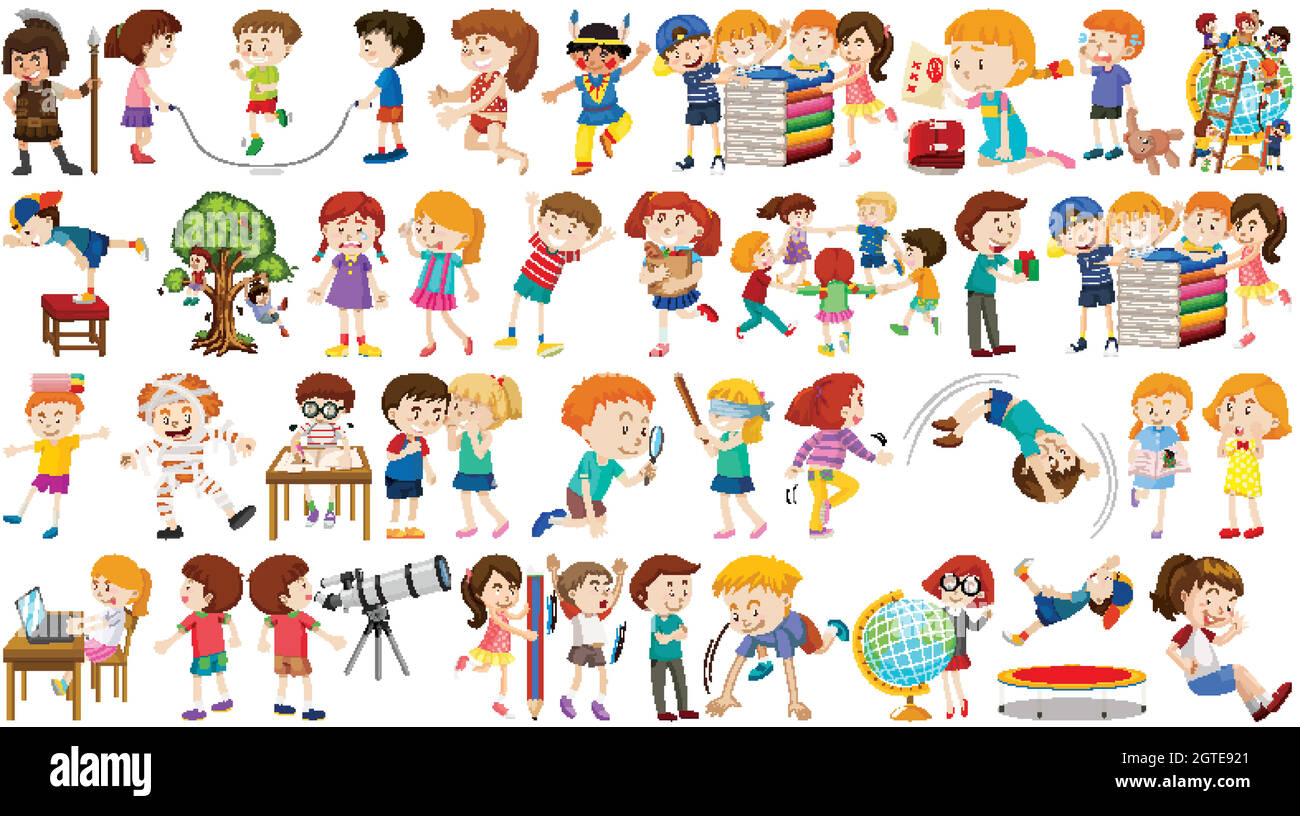 Set of cute kids cartoon character Stock Vector Image & Art - Alamy
