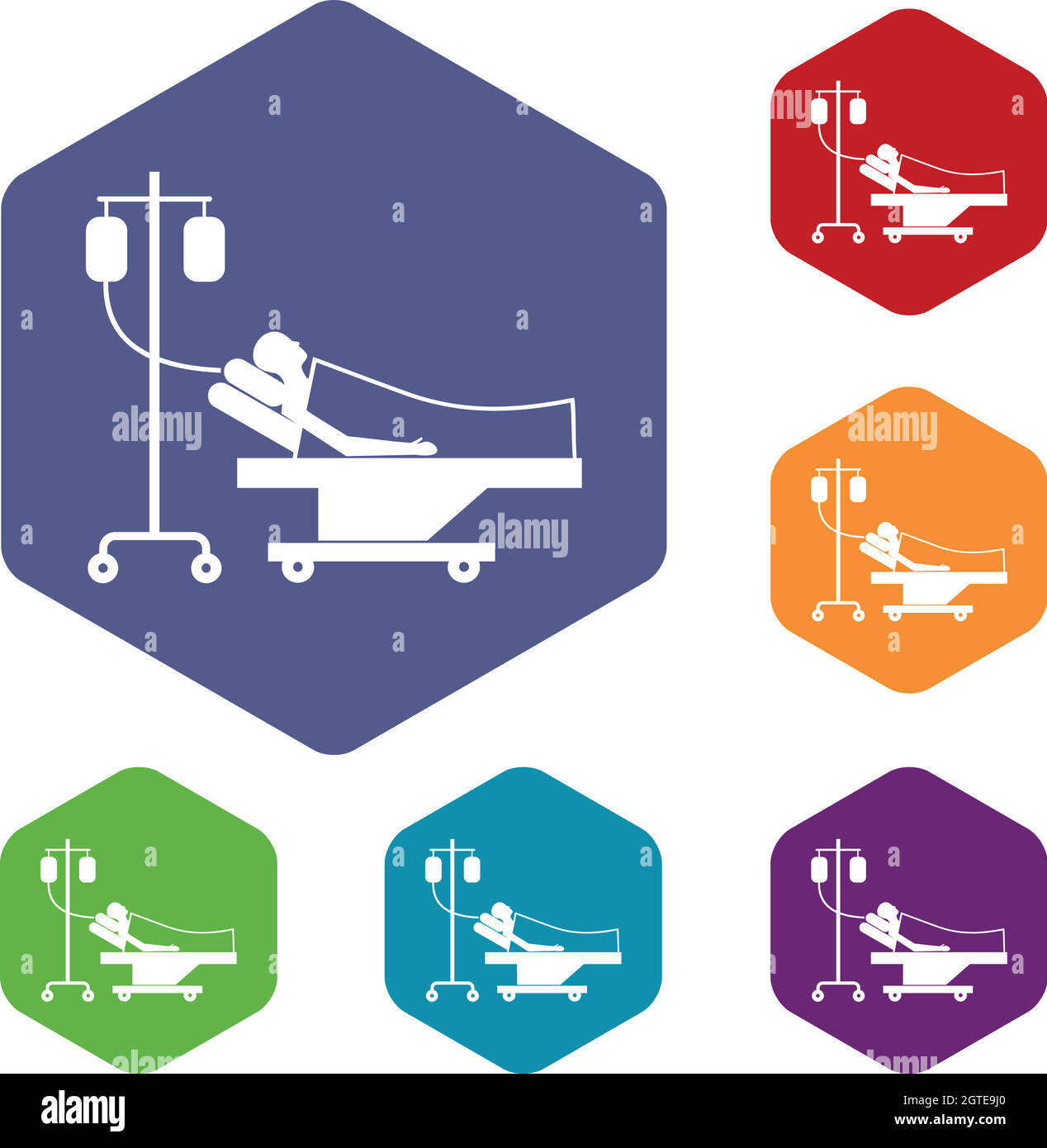 Patient in bed on a drip icons set Stock Vector Image & Art - Alamy