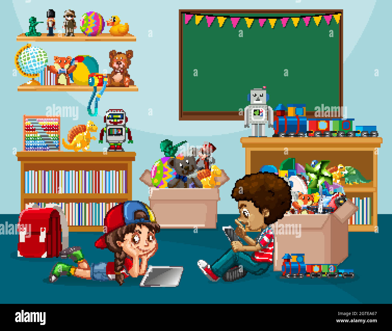 Scene with kids playing in the room Stock Vector Image & Art - Alamy