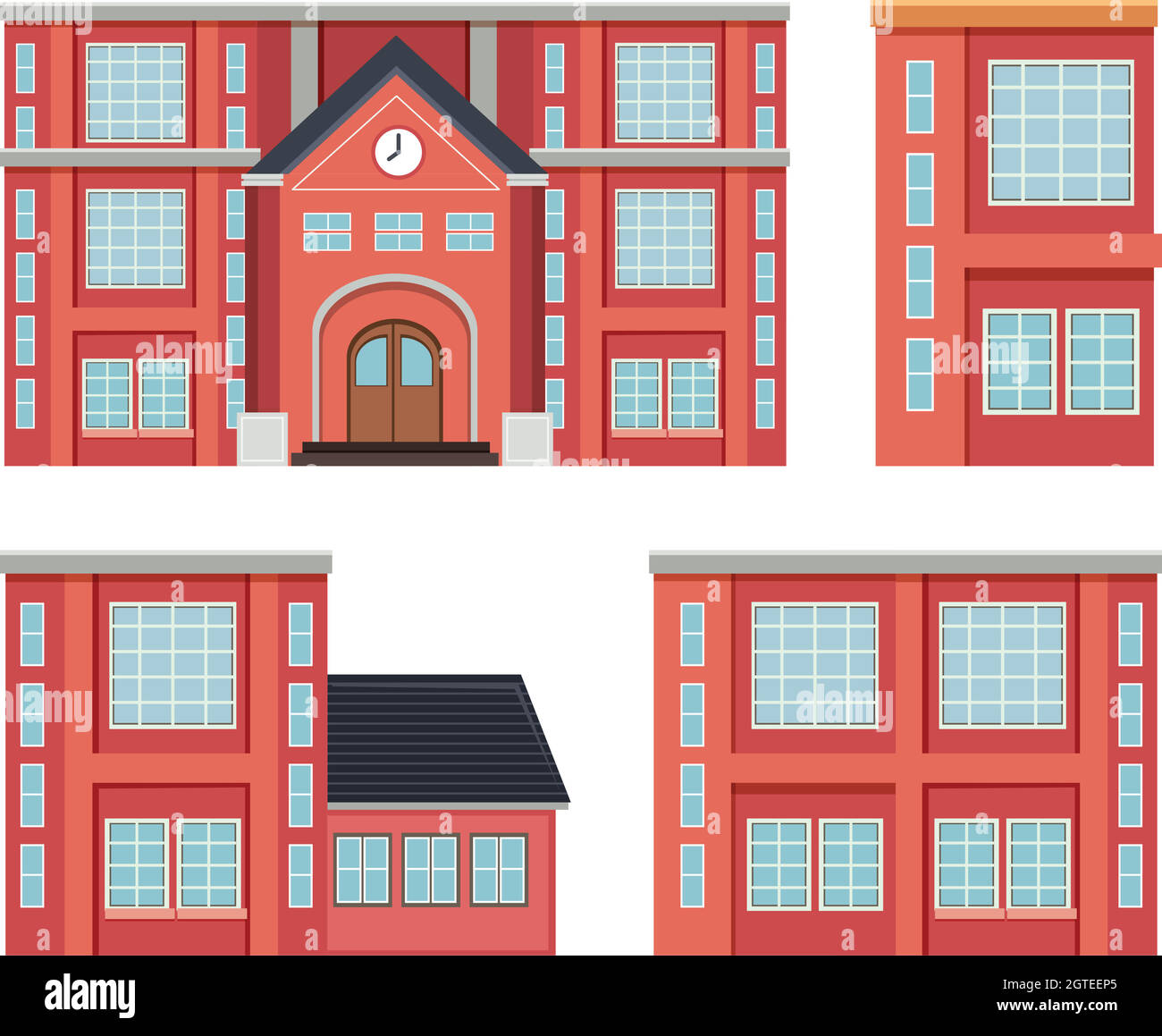Red brick building exterior Stock Vector Images - Alamy