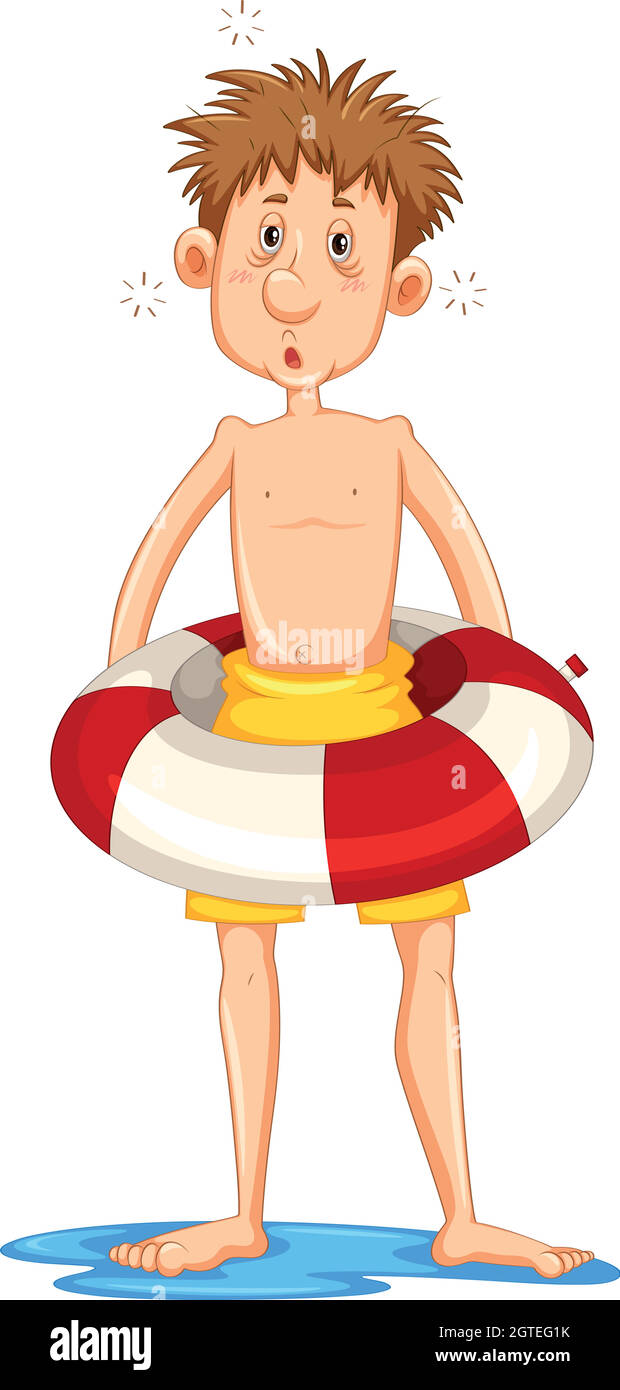 Sleepy man in rubber float Stock Vector Image & Art - Alamy