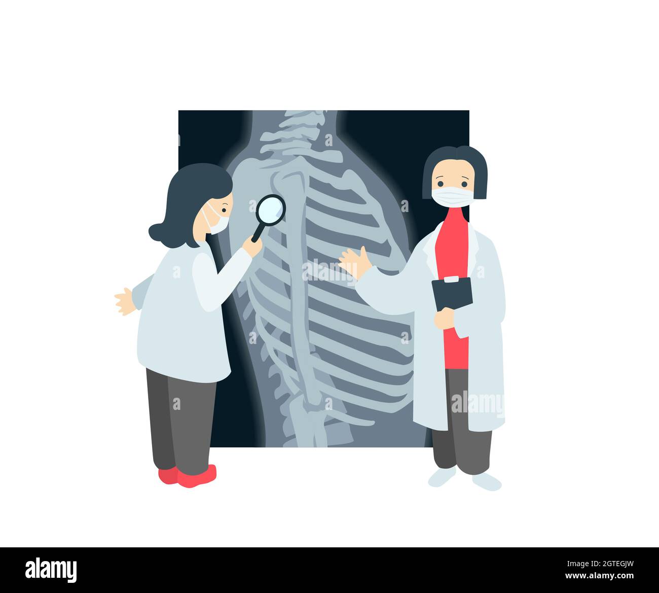 Doctors examining Xray of person. Scientists in coats examining ...