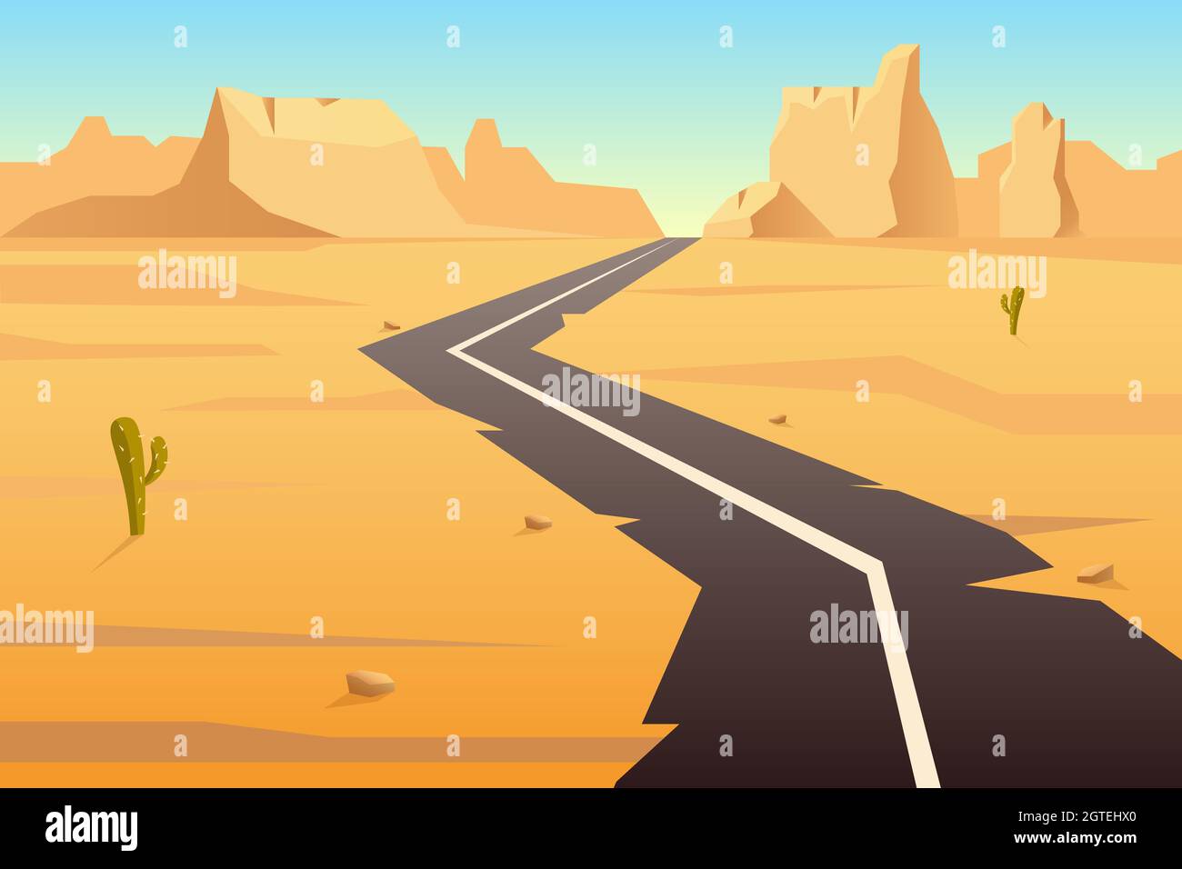 Cartoon desert highway hi-res stock photography and images - Alamy