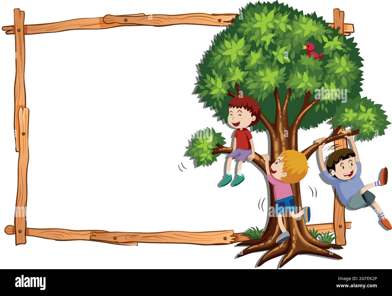 Illustration kid climbing tree hi-res stock photography and images - Alamy