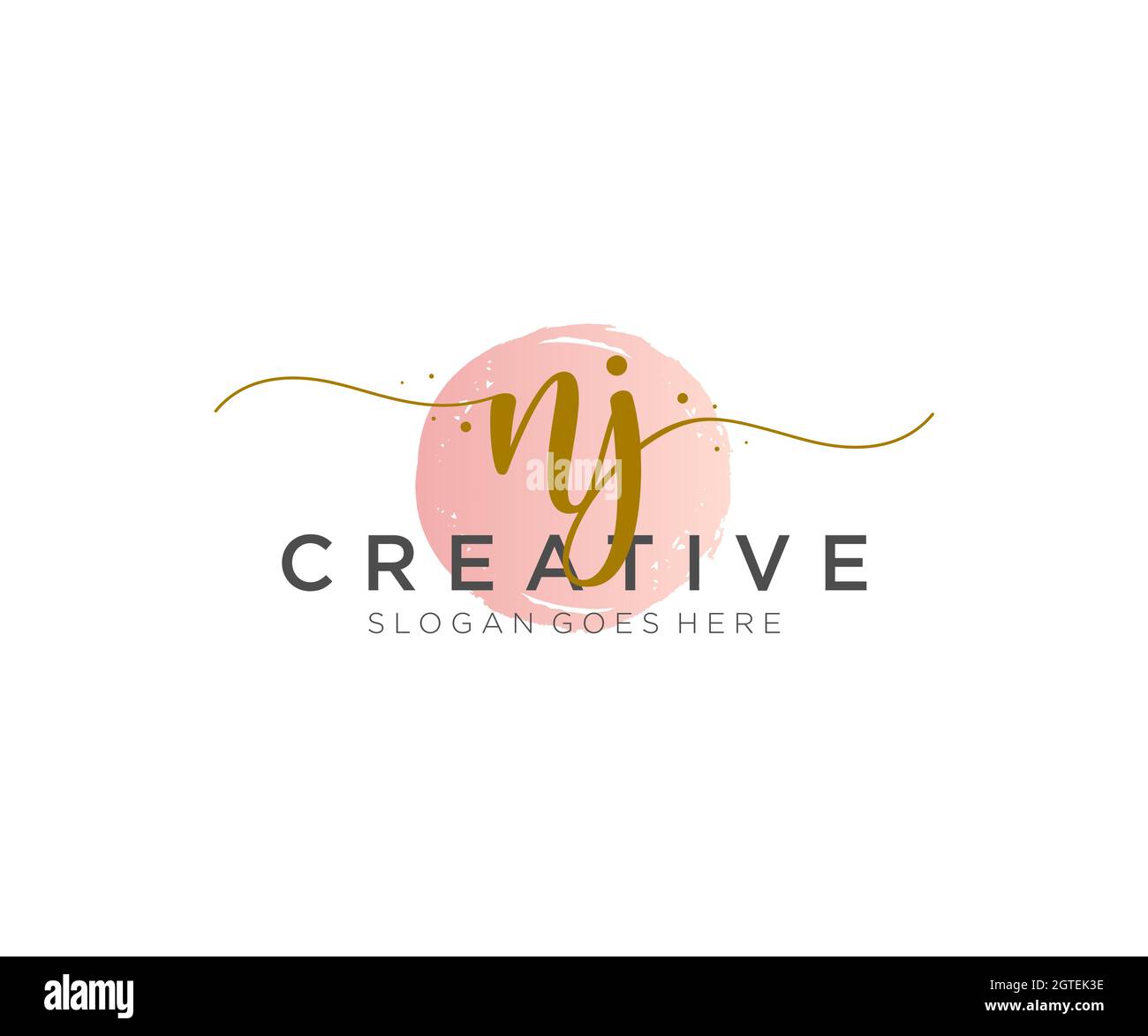 NJ Feminine logo beauty monogram and elegant logo design, handwriting logo of initial signature ...