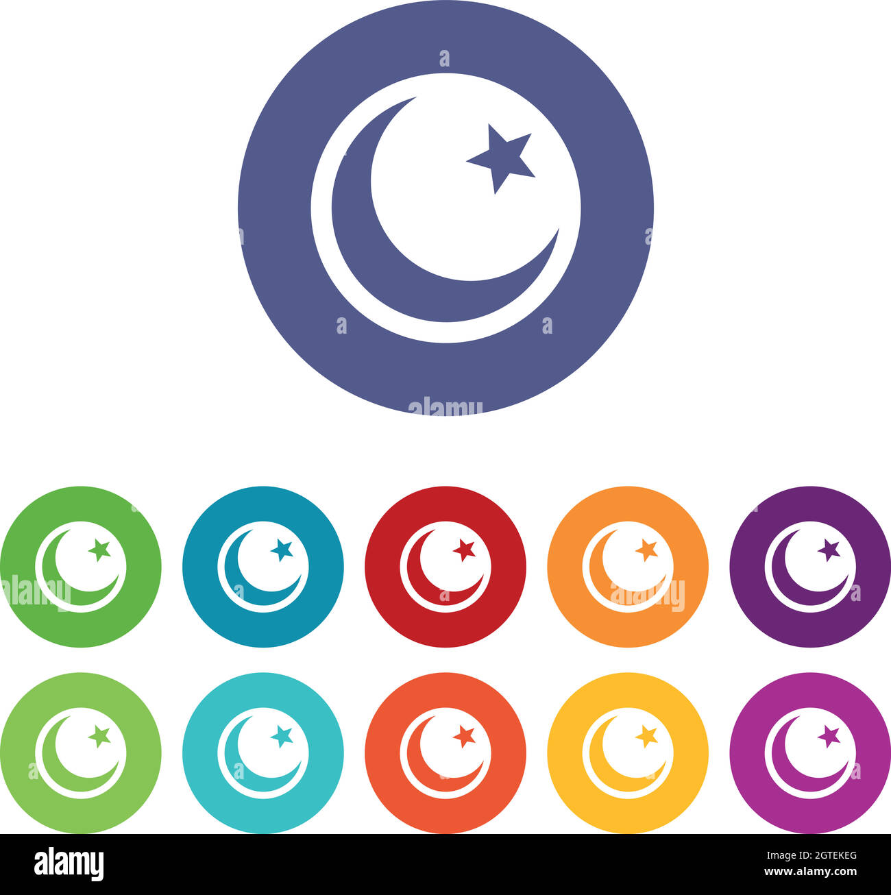 Crescent and star set icons Stock Vector Image & Art - Alamy