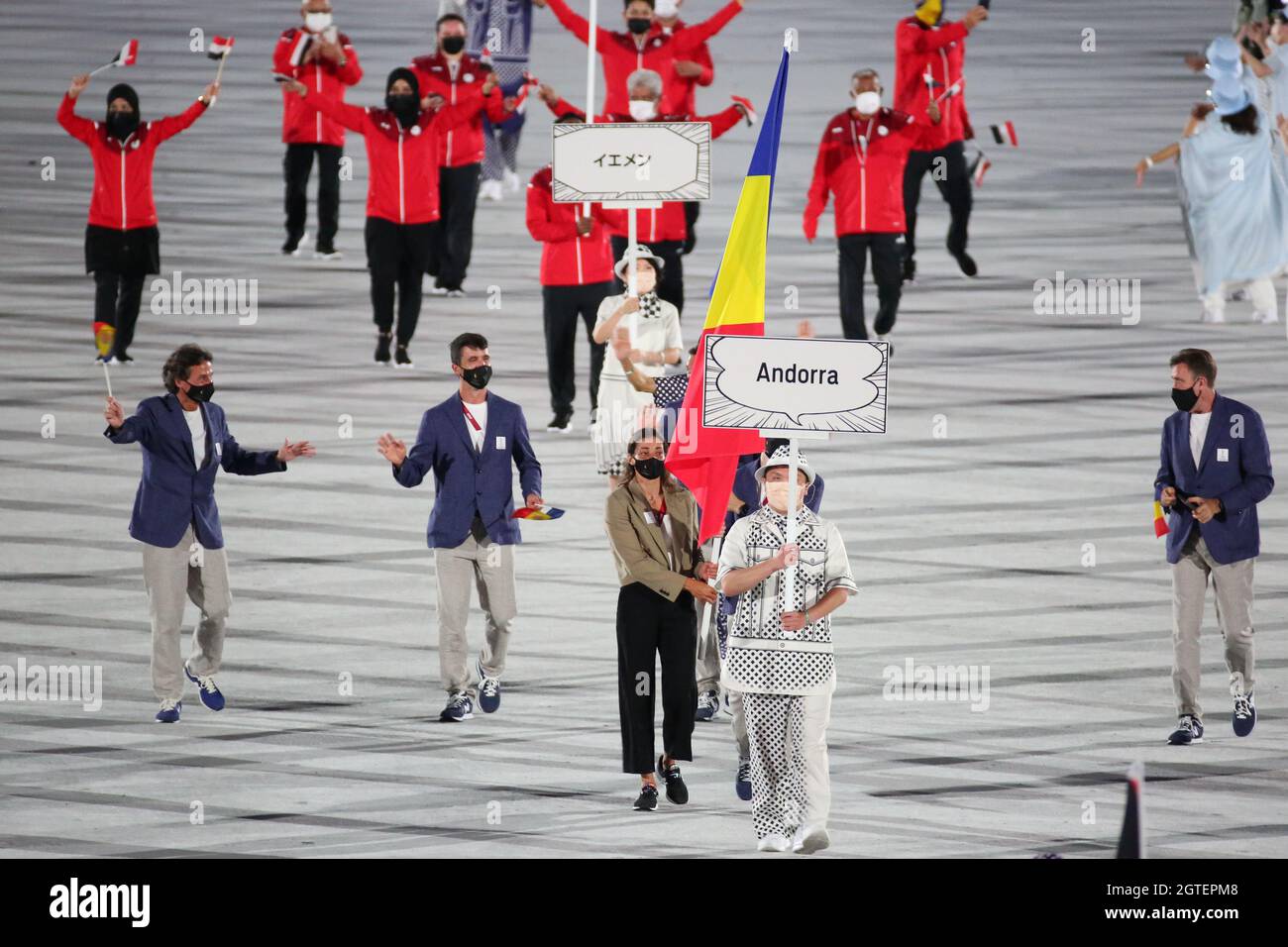 JULY 23rd, 2021 - TOKYO, JAPAN: Andorra's flag bearers Mònica Dòria and ...