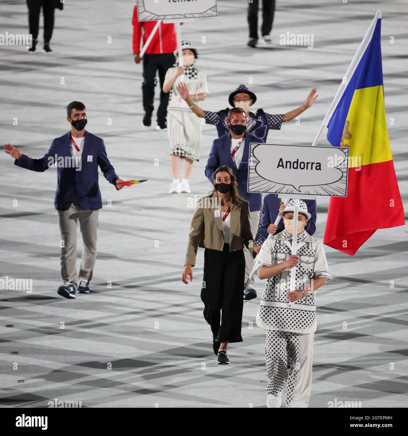 JULY 23rd, 2021 - TOKYO, JAPAN: Andorra's flag bearers Mònica Dòria and ...