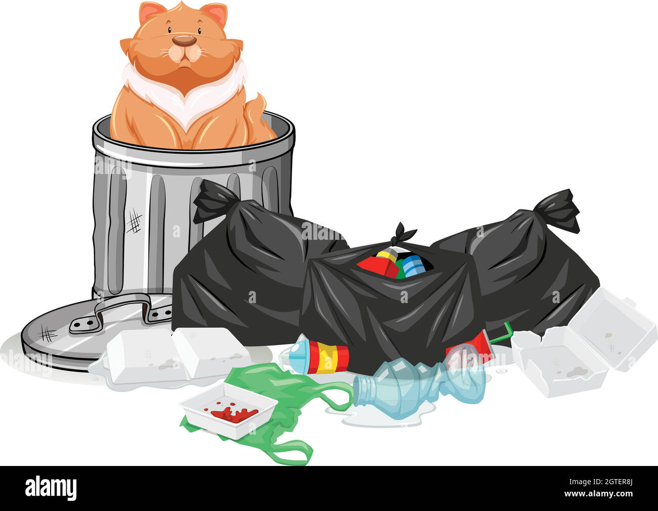 Cat sitting in white Stock Vector Images - Alamy