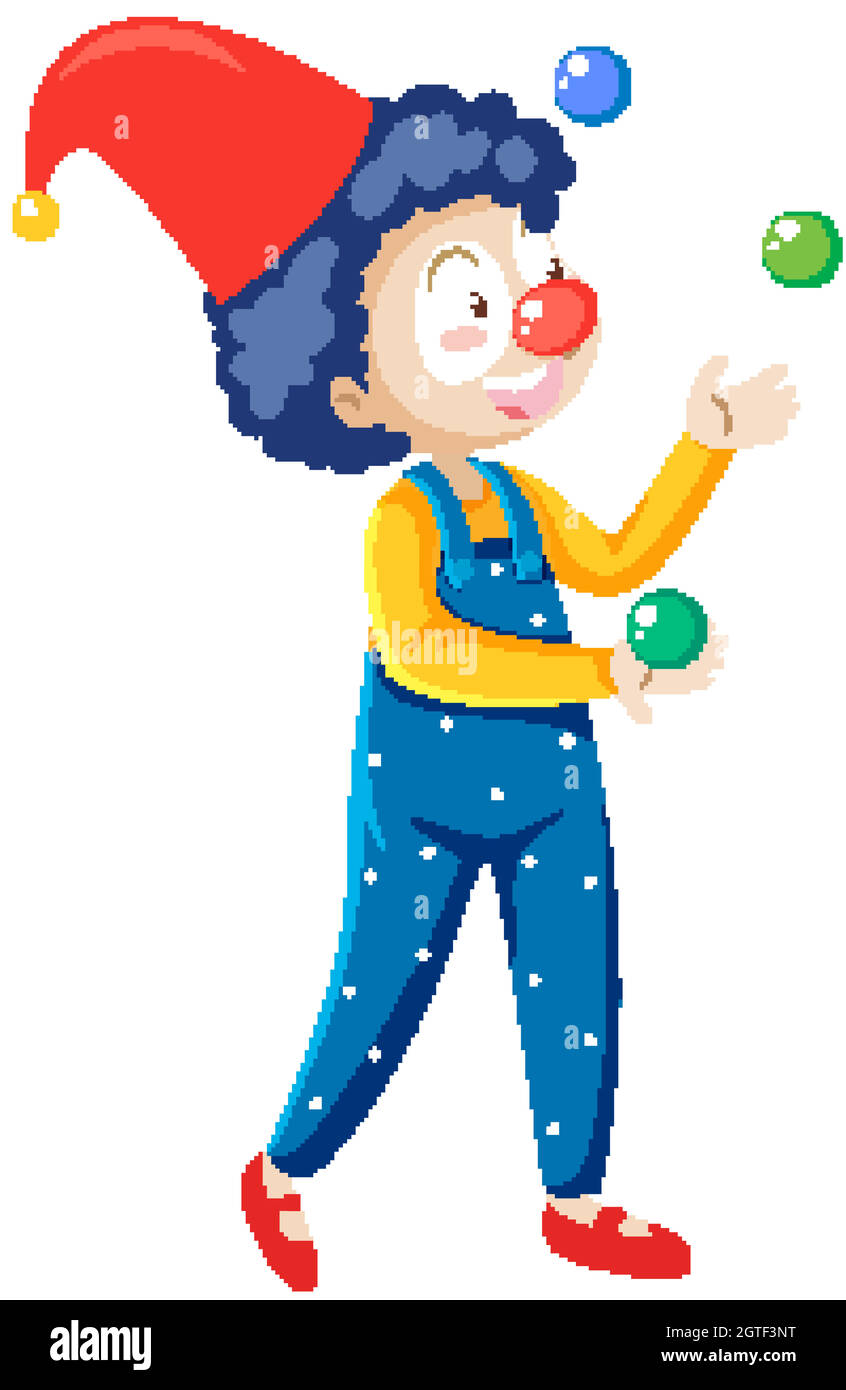 Juggling clown cartoon character isolated on white background Stock ...