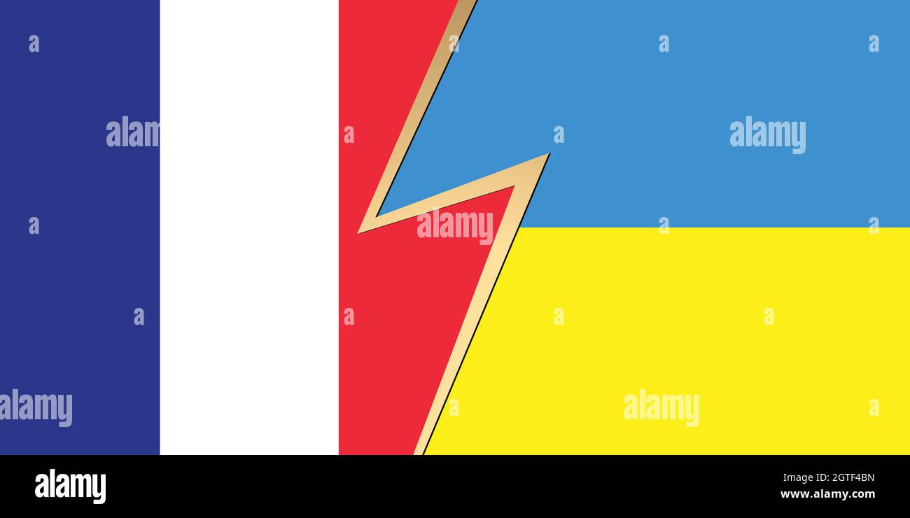 Flag of France and Ukraine flag. Squared pattern, template icon. Two ...